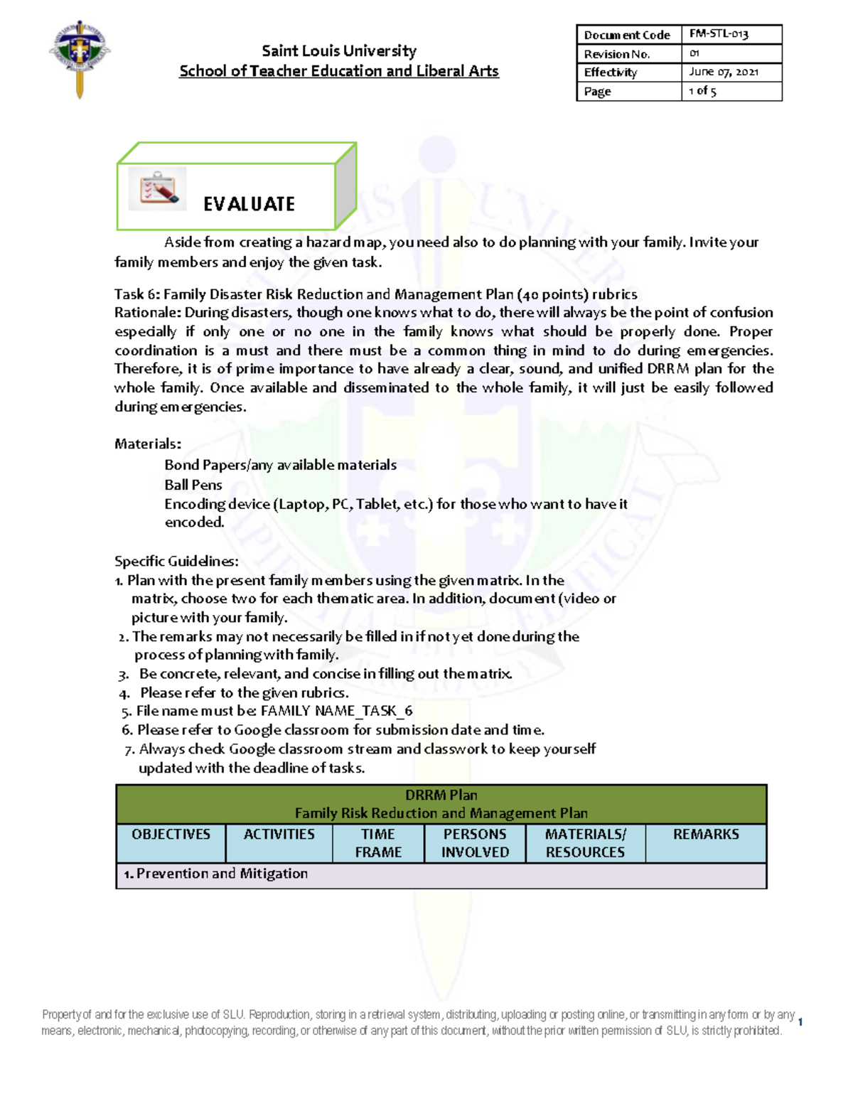 Module 3 - 5 Evaluate - Property of and for the exclusive use of SLU ...