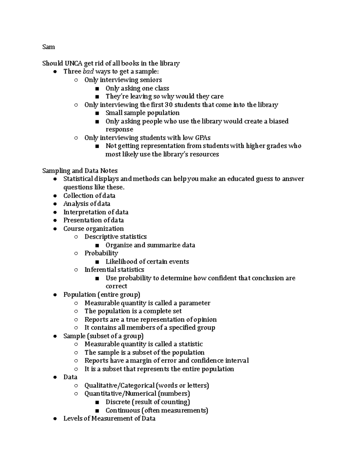 Sampling and data - Taught by Julia Webster at UNC Asheville - Sam ...