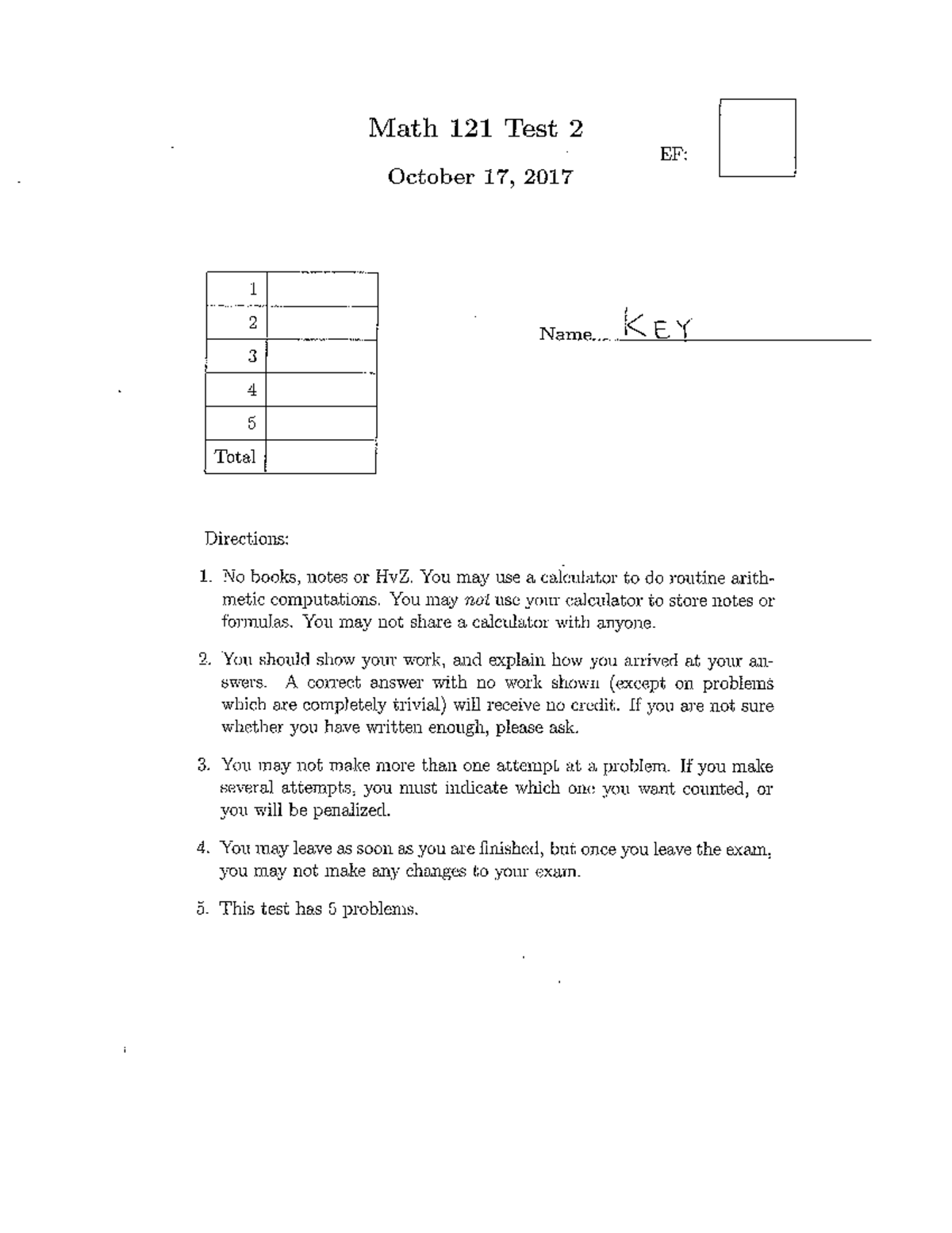 Exam 2 - 2017 Practice Paper Answers - MATH 121 - Studocu