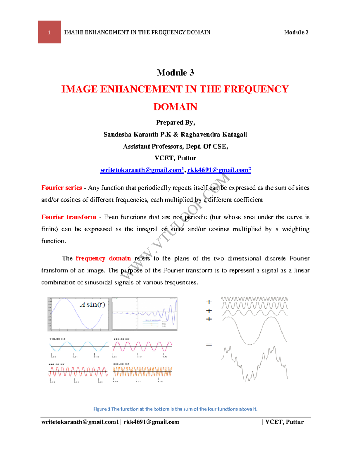 Module 3 DIP 18th scheme - Module 3 IMAGE ENHANCEMENT IN THE FREQUENCY ...