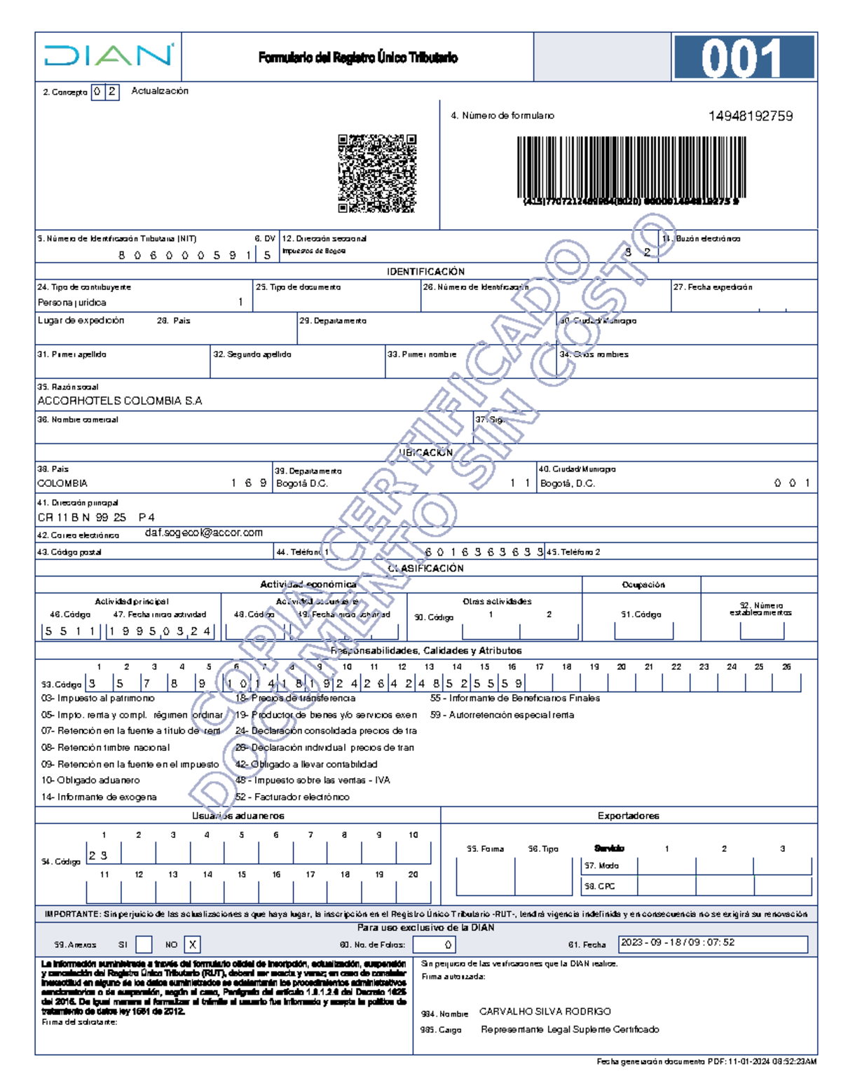 RUT Accor - 27. Fecha expedición Exportadores Para uso exclusivo de la ...