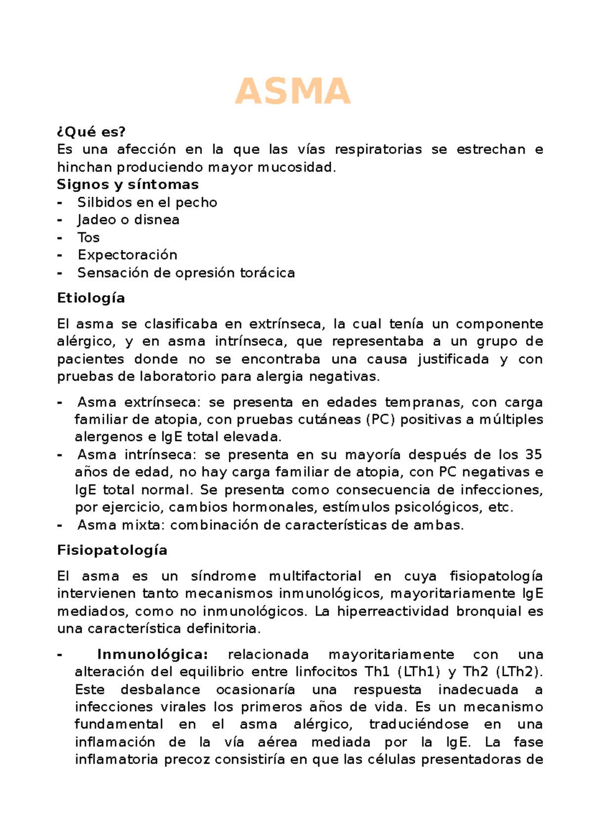 ASMA - Resumen de enfermedades - ASMA ¿Qué es? Es una afección en la ...