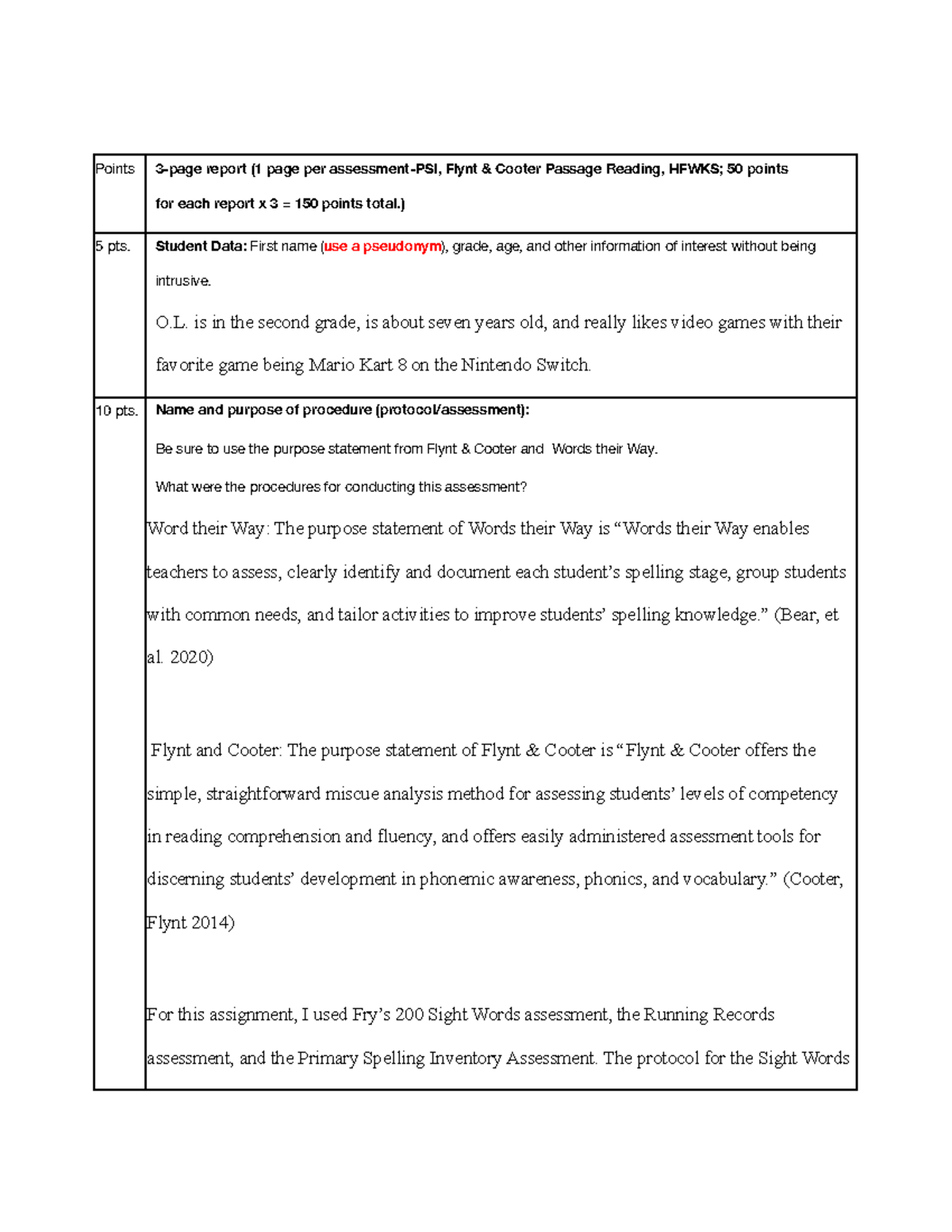 Assessment Experience Results and Report Template - Points 3-page ...
