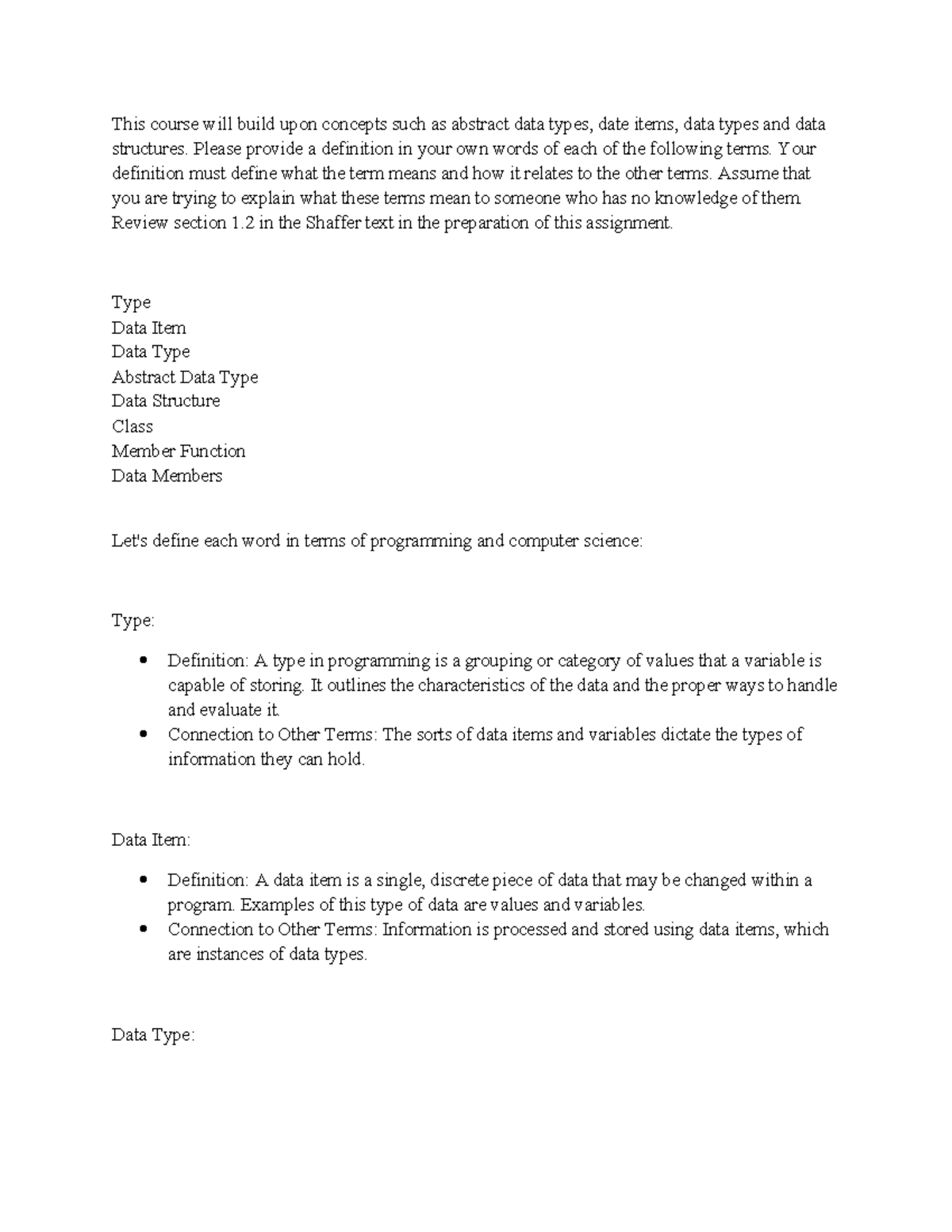 CS 3303 Discussion Assignment UNIT 1 - This course will build upon ...