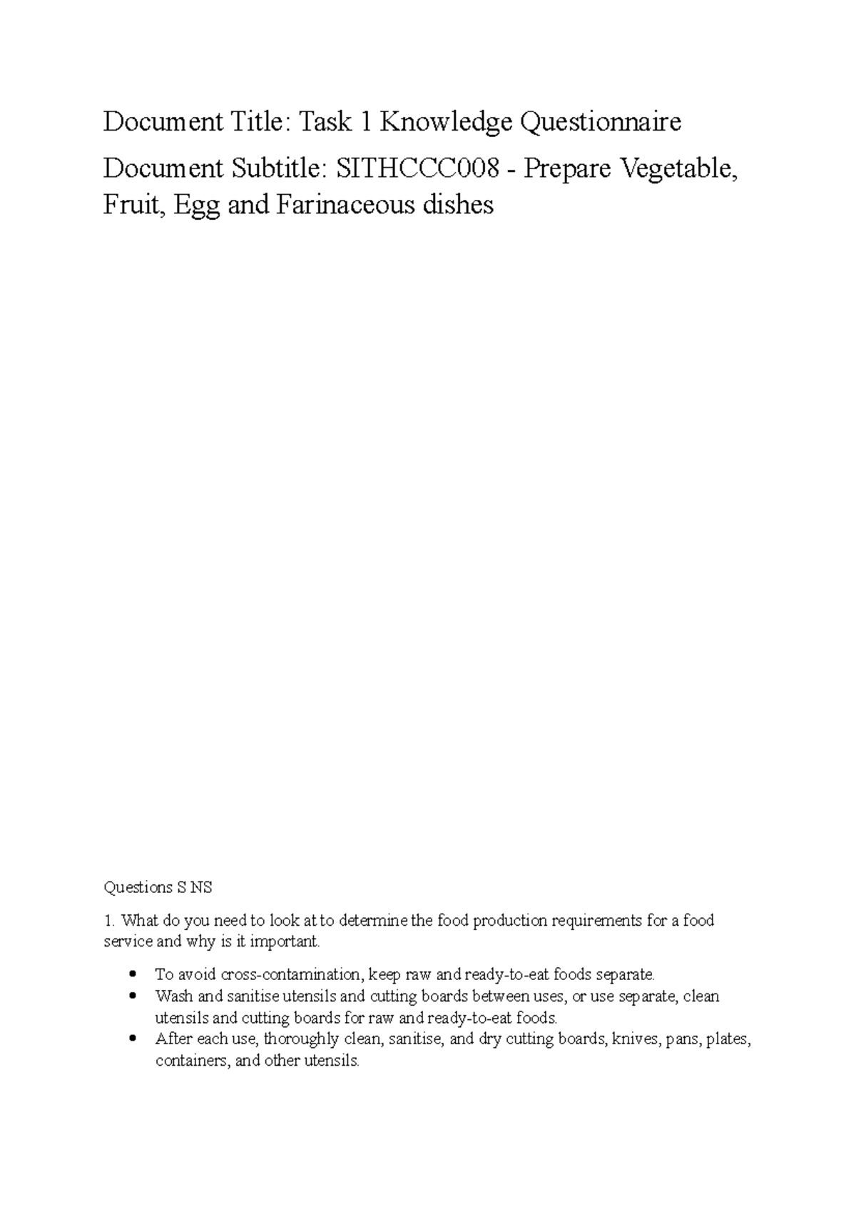 10 Sithccc 008 Assessment Task 1 Knowledge Questionnaire - commercial ...