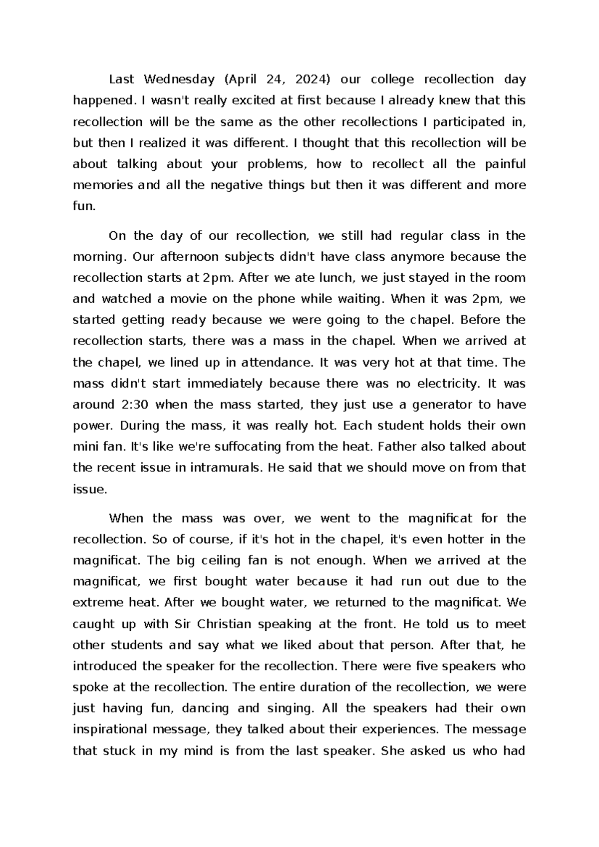 Recollection - I wasn't really excited at first because I already knew ...