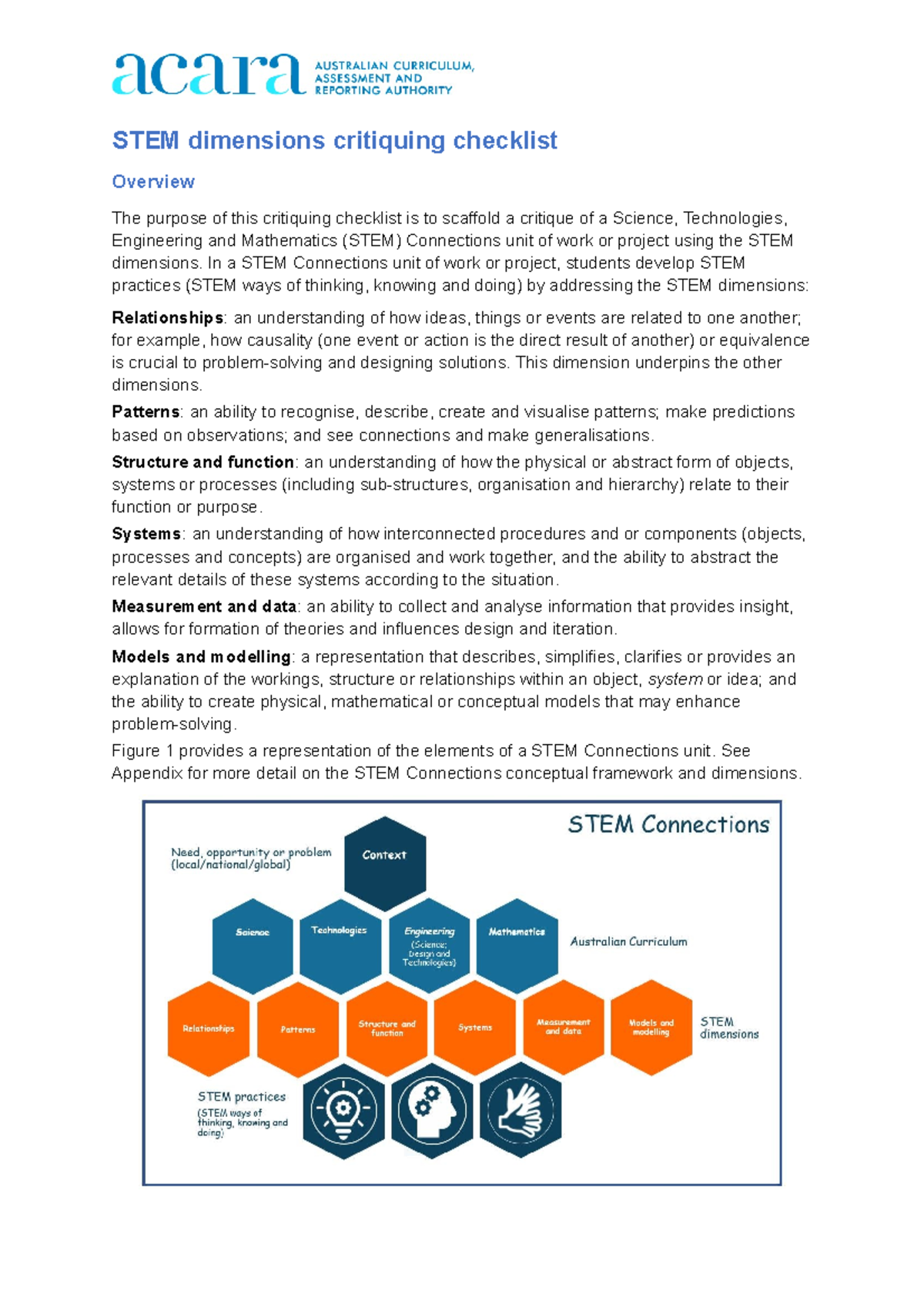 Stem-dimension-checklist - STEM dimensions critiquing checklist ...