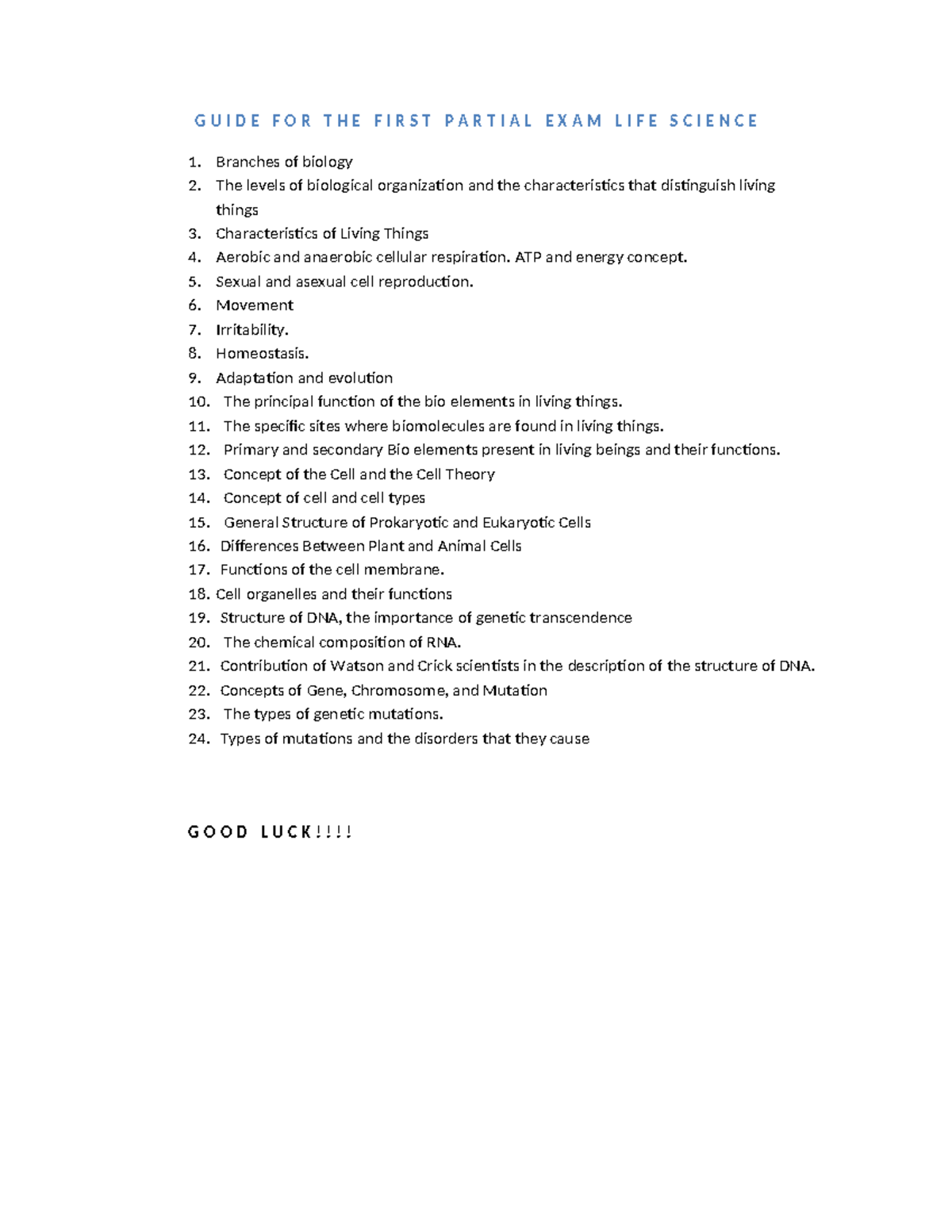 Guide FOR THE First Partial - G U I D E F O R T H E F I R S T P A R T I ...