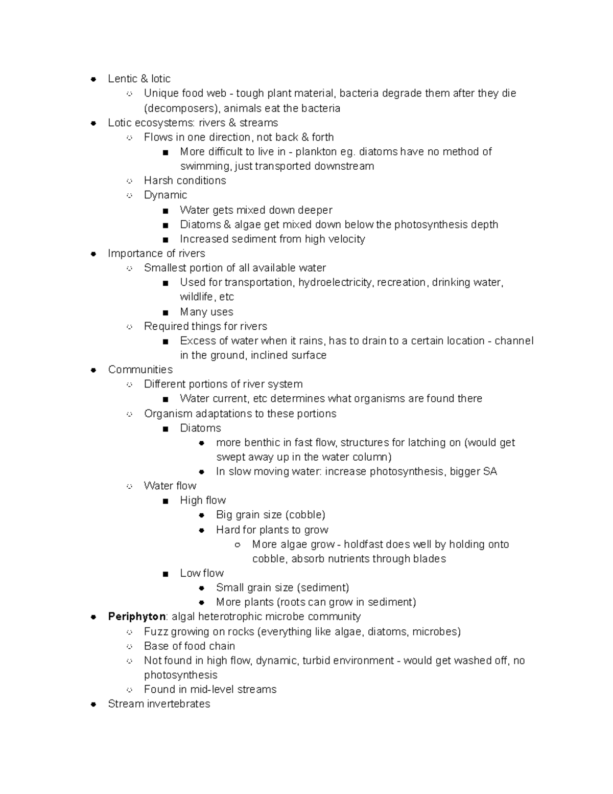 11 25 rivers stream - EOSC 123 Organisms and Ecosystems notes taught by ...