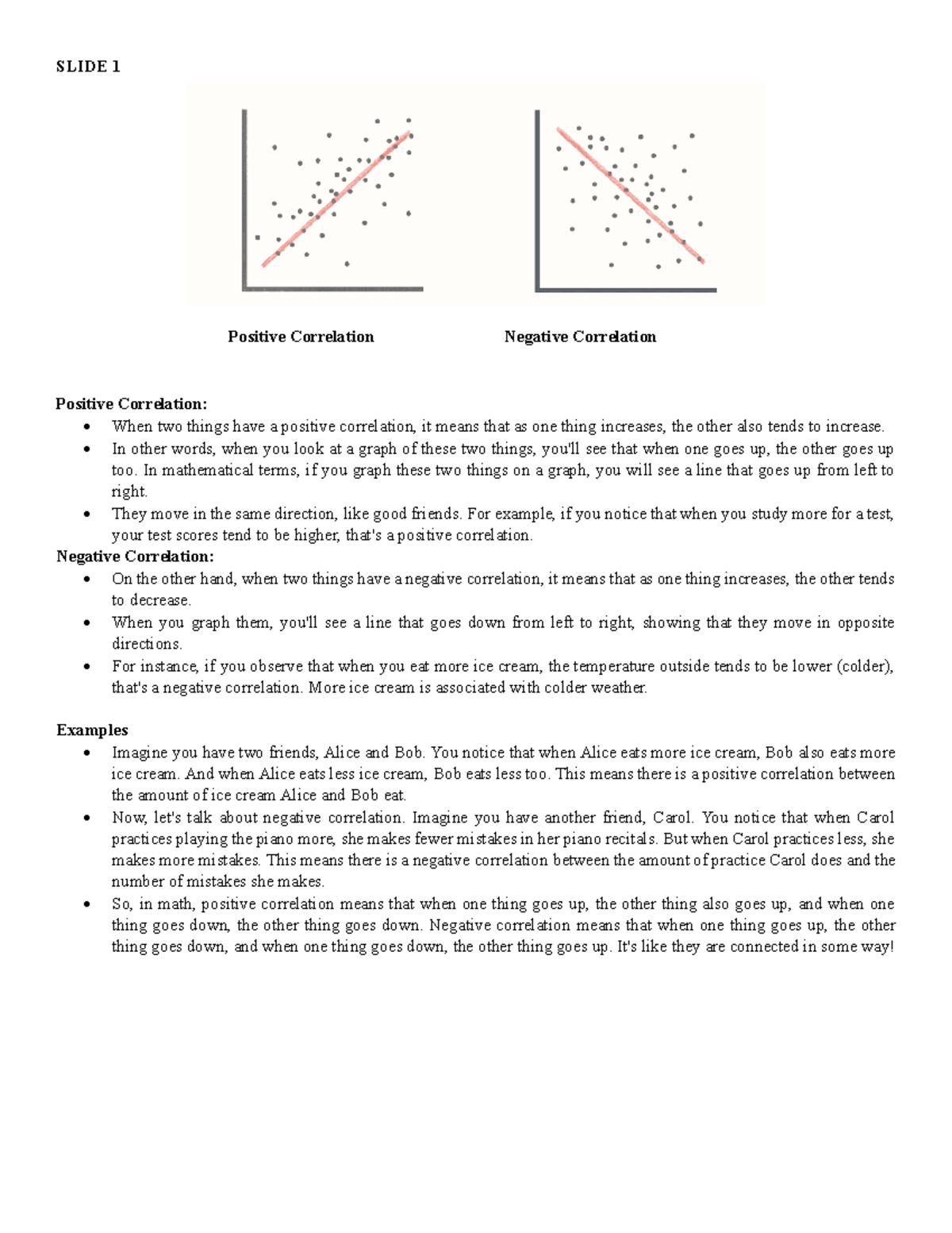 Explanation Positive Correlation Negative Correlation - SLIDE 1 ...