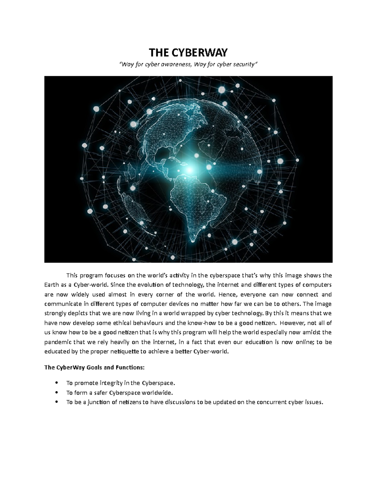 THE Cyberway - essay - THE CYBERWAY “Way for cyber awareness, Way for ...
