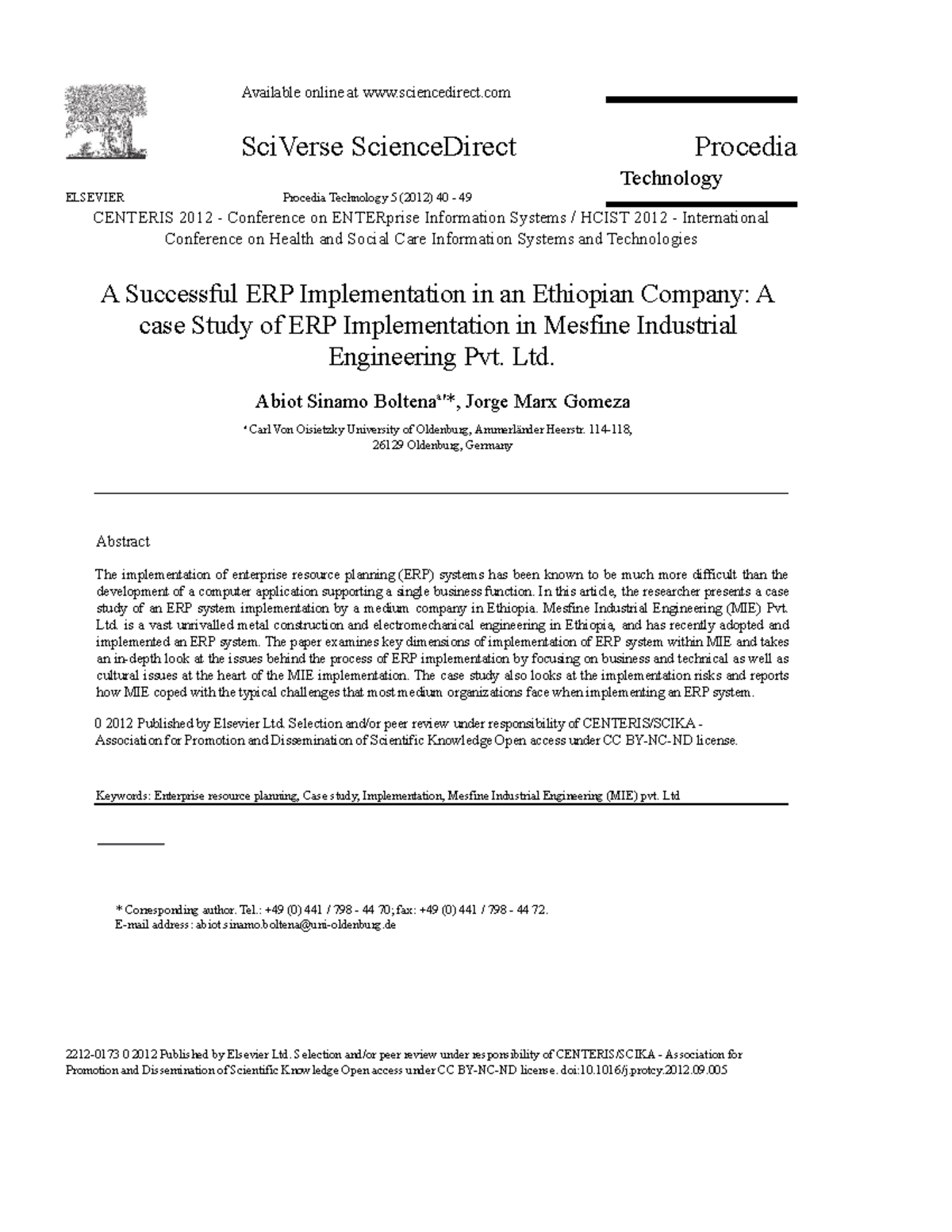 A Successful ERP Implementation in an Ethiopian Company A case Study of ...