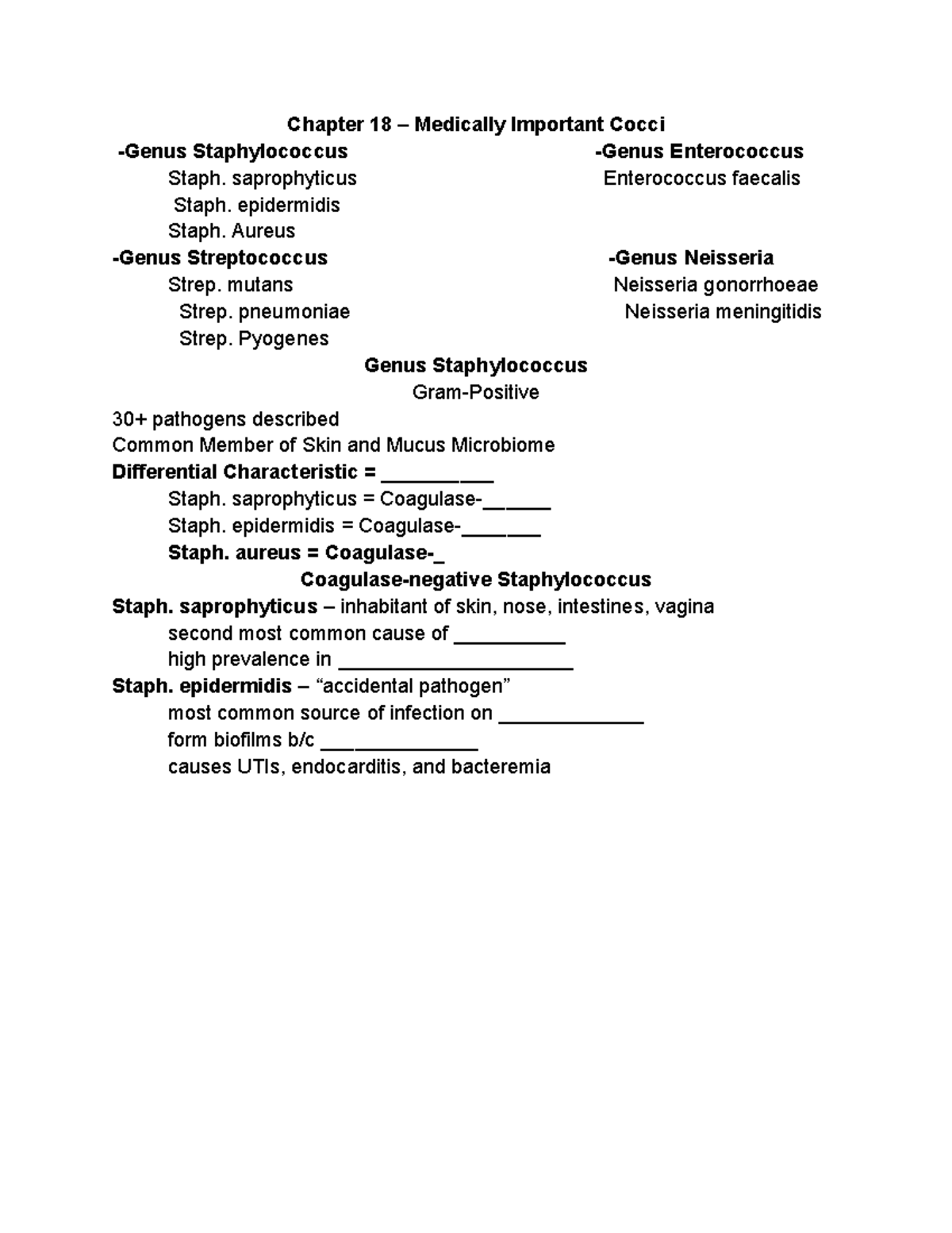 Review material #18 - Chapter 18 – Medically Important Cocci -Genus Staphylococcus -Genus - Studocu