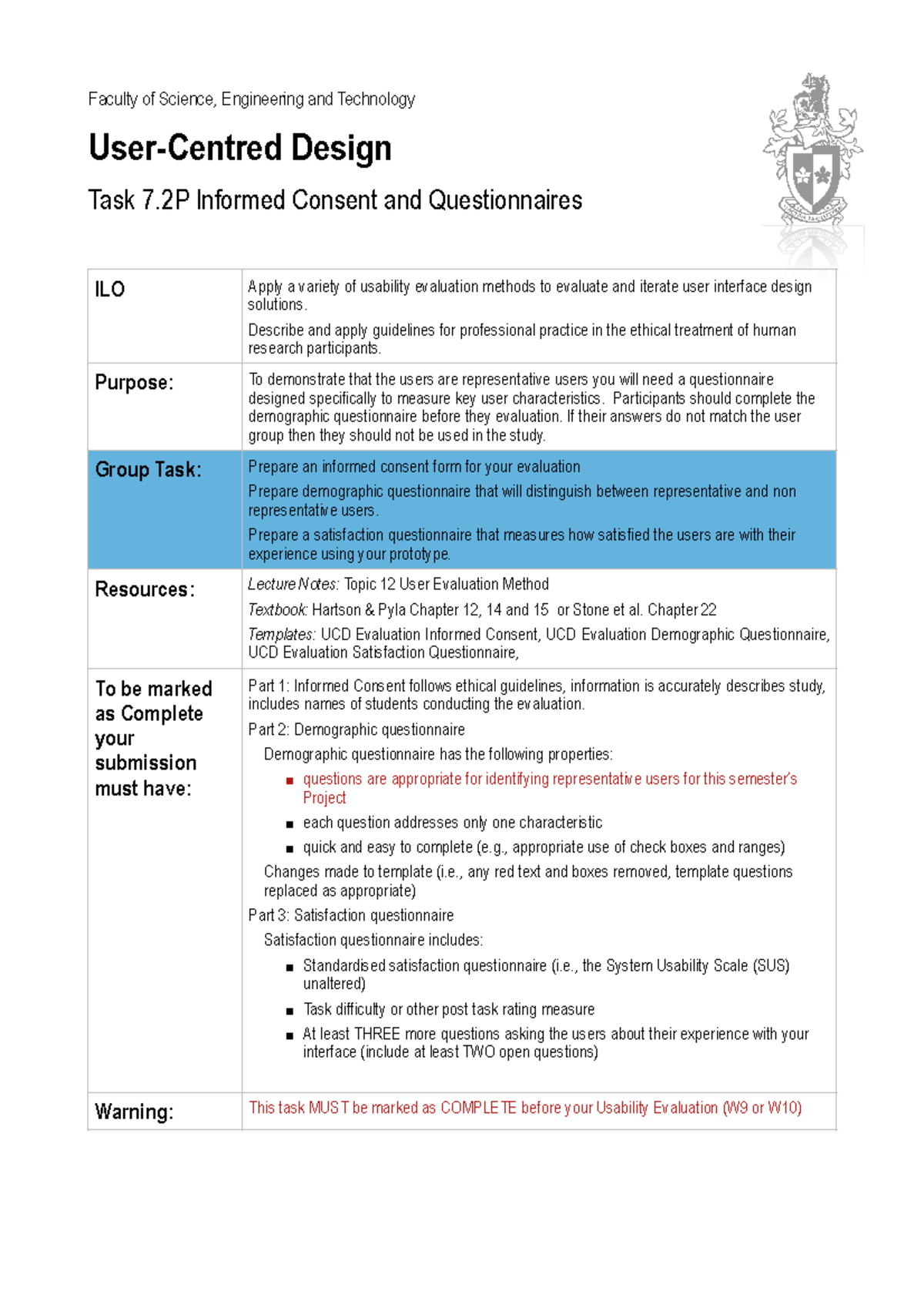 7 - Faculty of Science, Engineering and Technology User-Centred Design ...