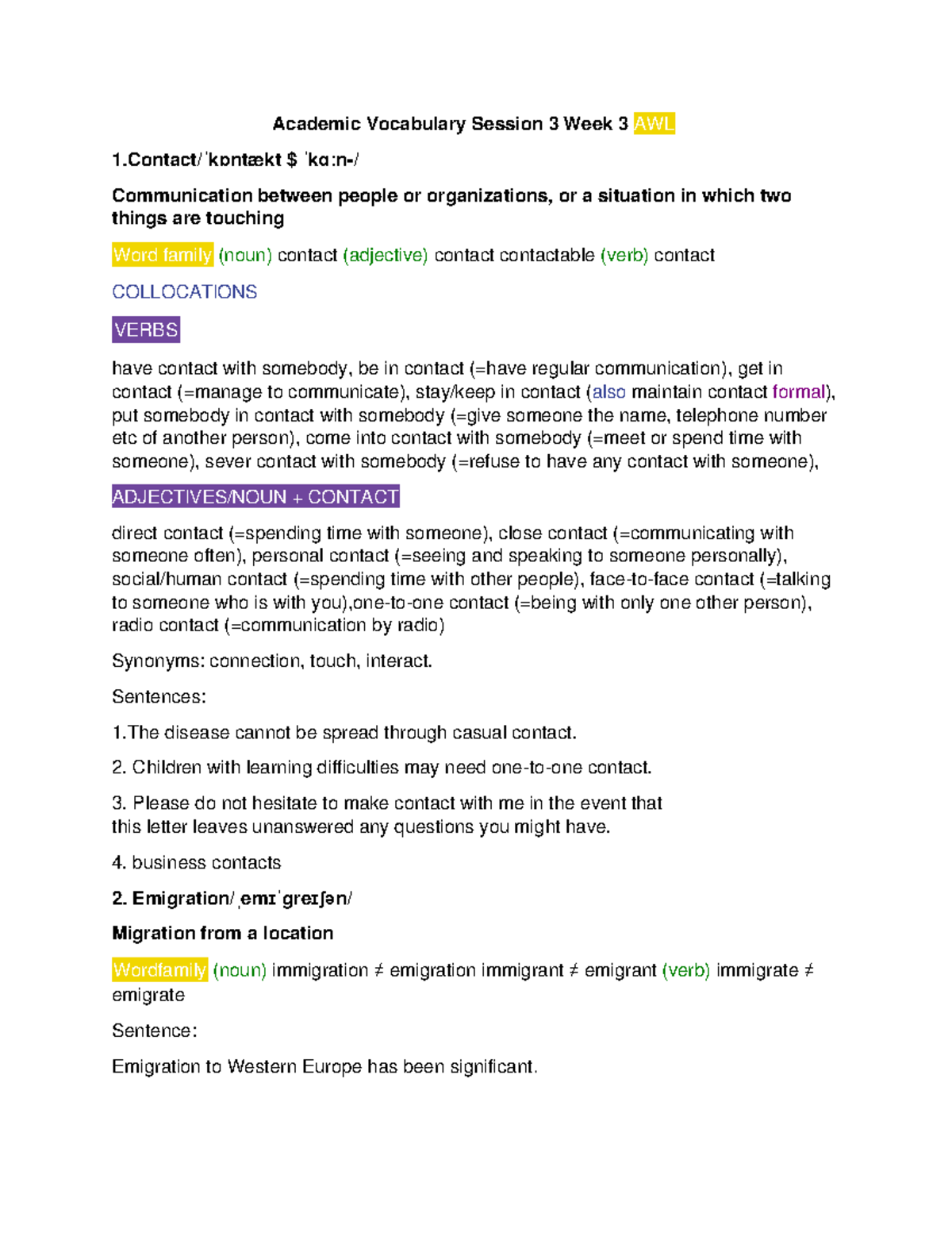 Academic Vocabulary Session 3 Week 3 n3 - Sentences: 1 disease cannot ...