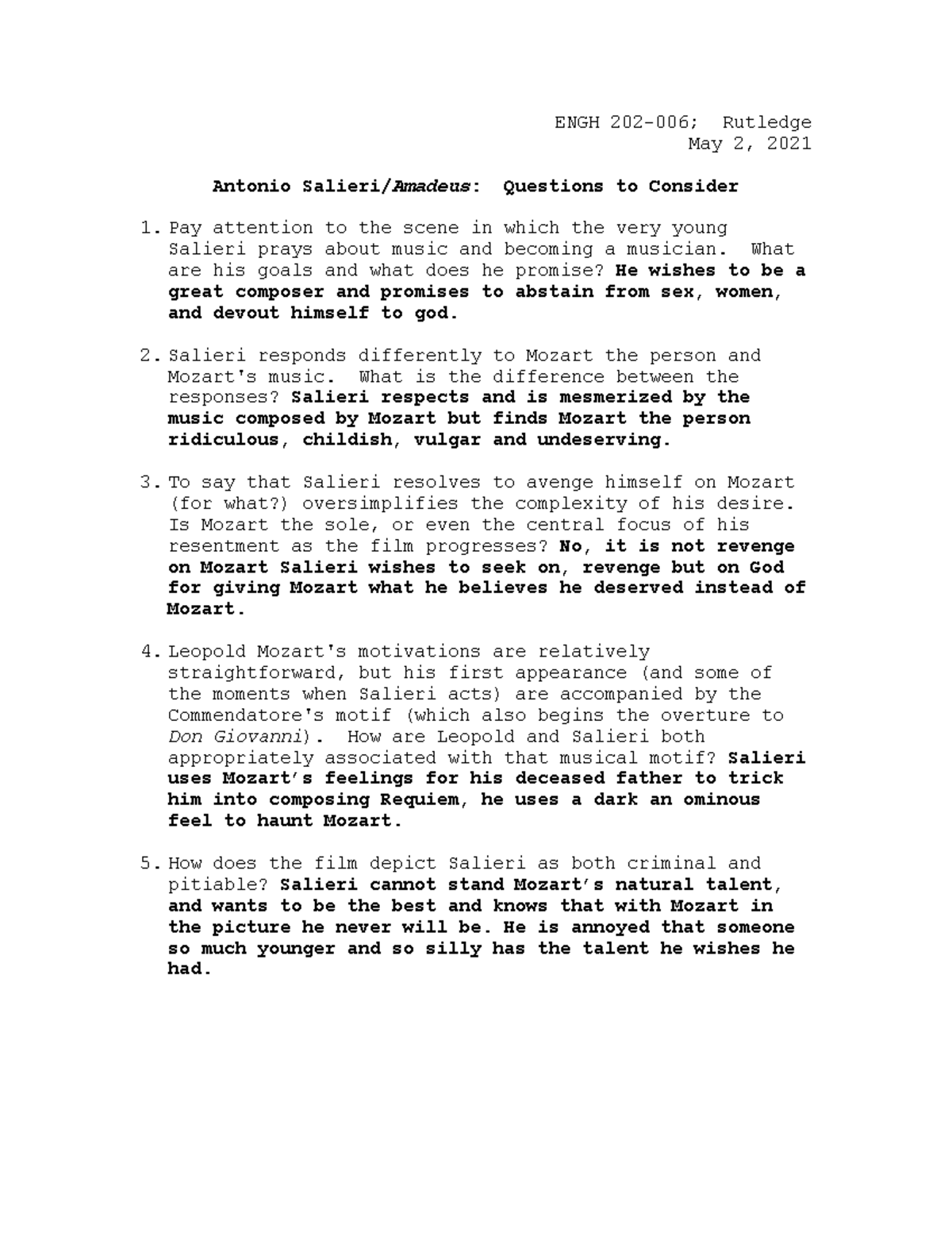 amadeus questions - ENGH Rutledge August 29, 2019 Antonio Questions to ...