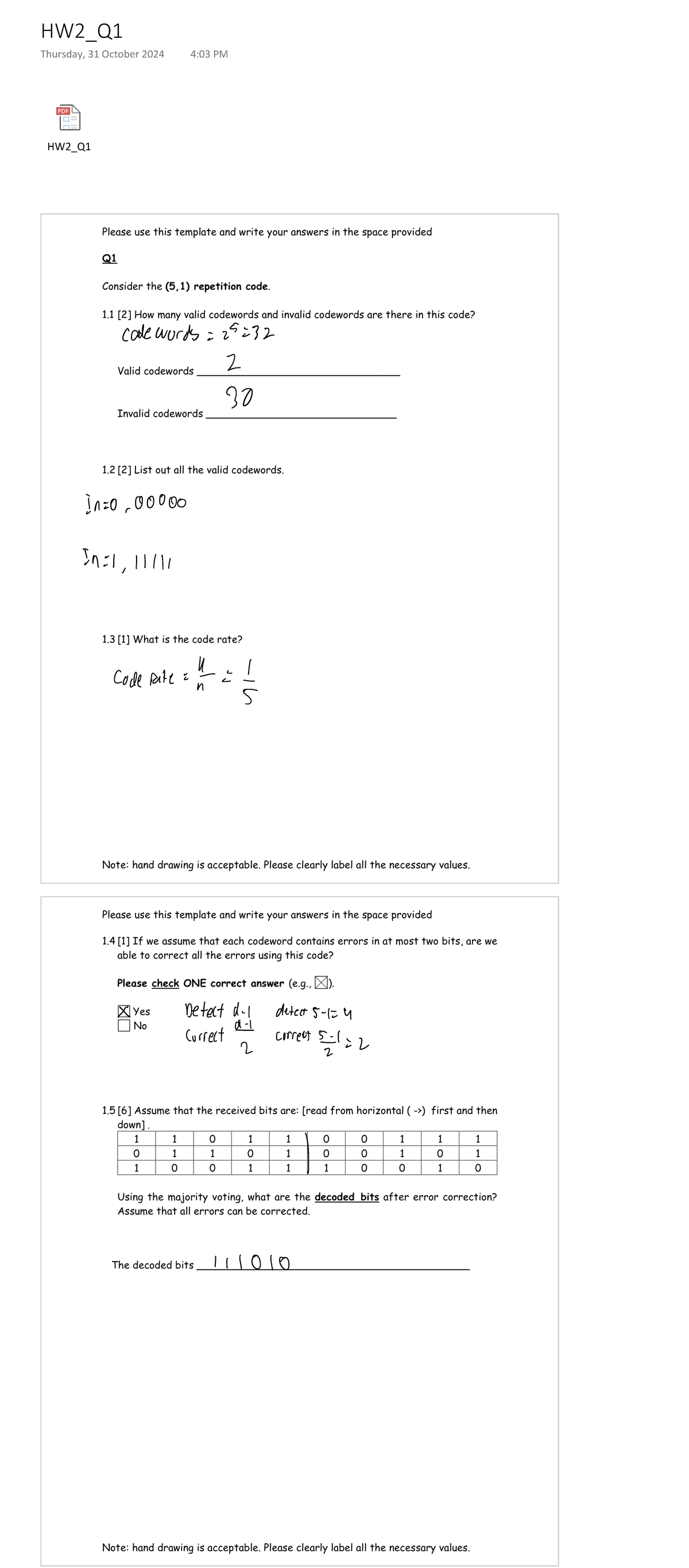 HW2 Q1 - Hw2 Q1 - HW2_Q1 Thursday, 31 October 2024 4:03 PM HW2_Q1 Please use this template and ...