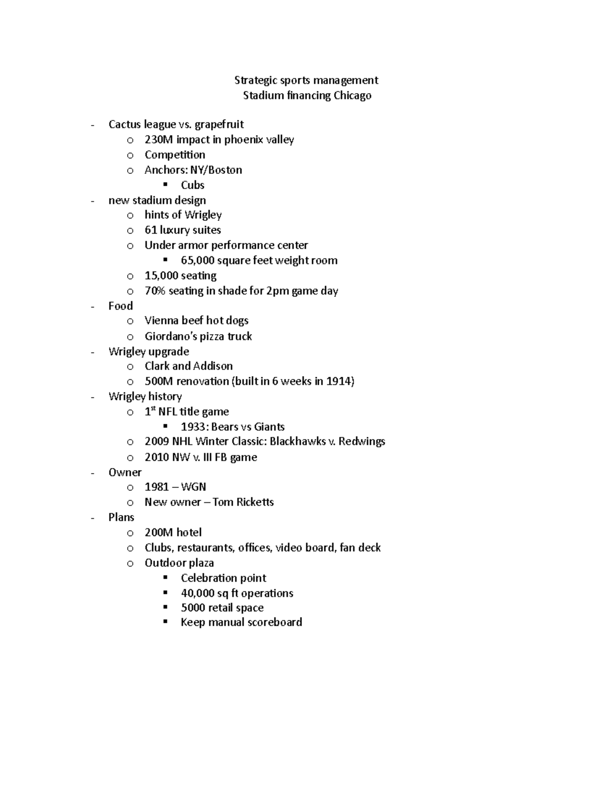 Strategic sports management 4 - Strategic sports management Stadium ...