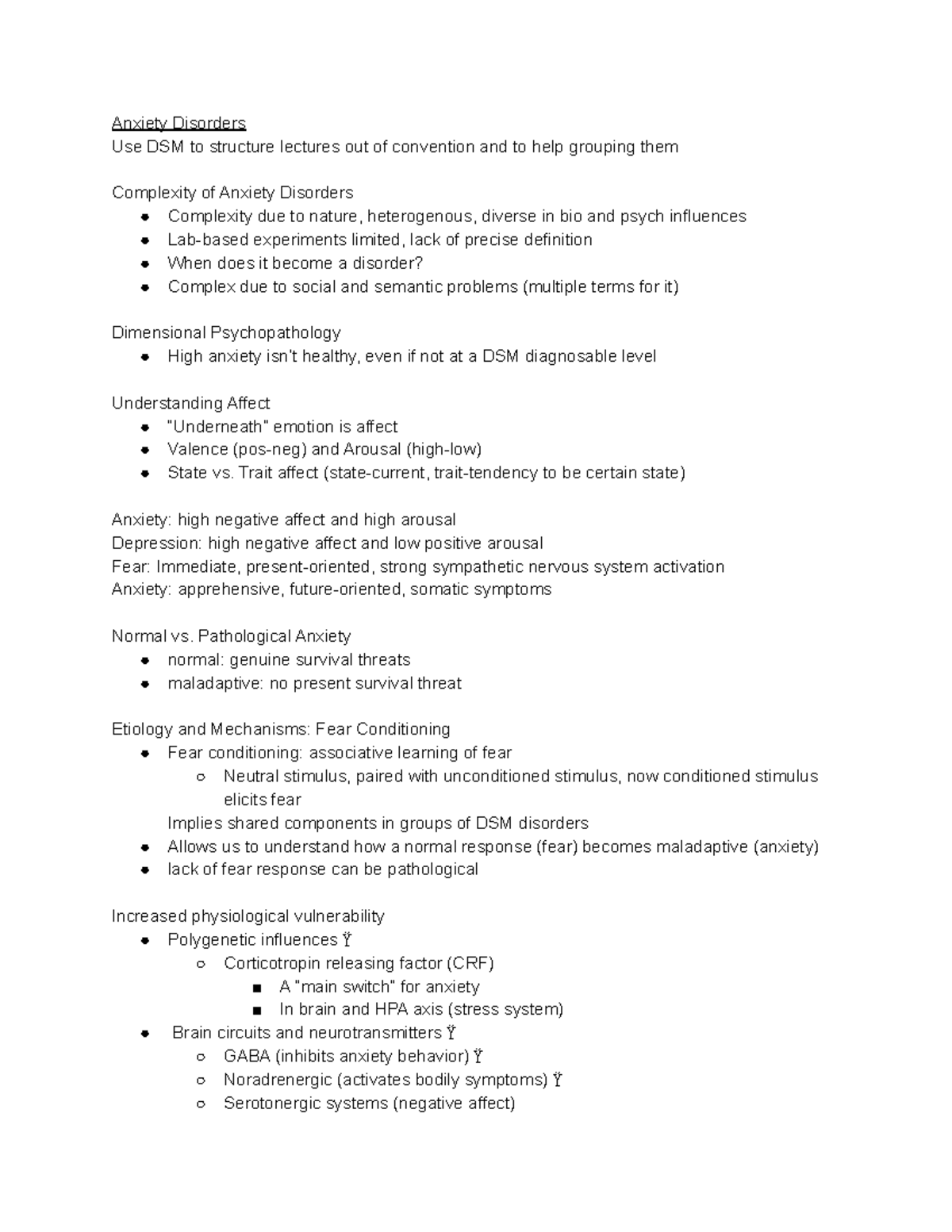 PSY3604 Anxiety Disorders lecture notes - Anxiety Disorders Use DSM to ...
