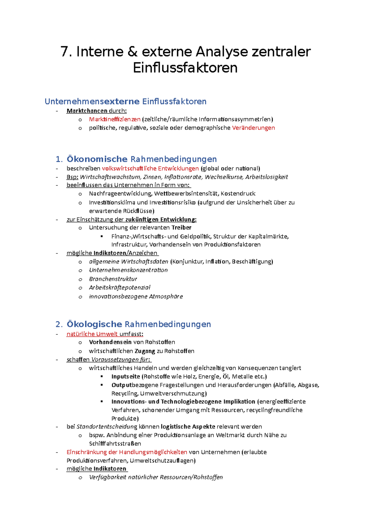 7. Interne & Externe Analyse der Einflussfaktoren - 7. Interne ...