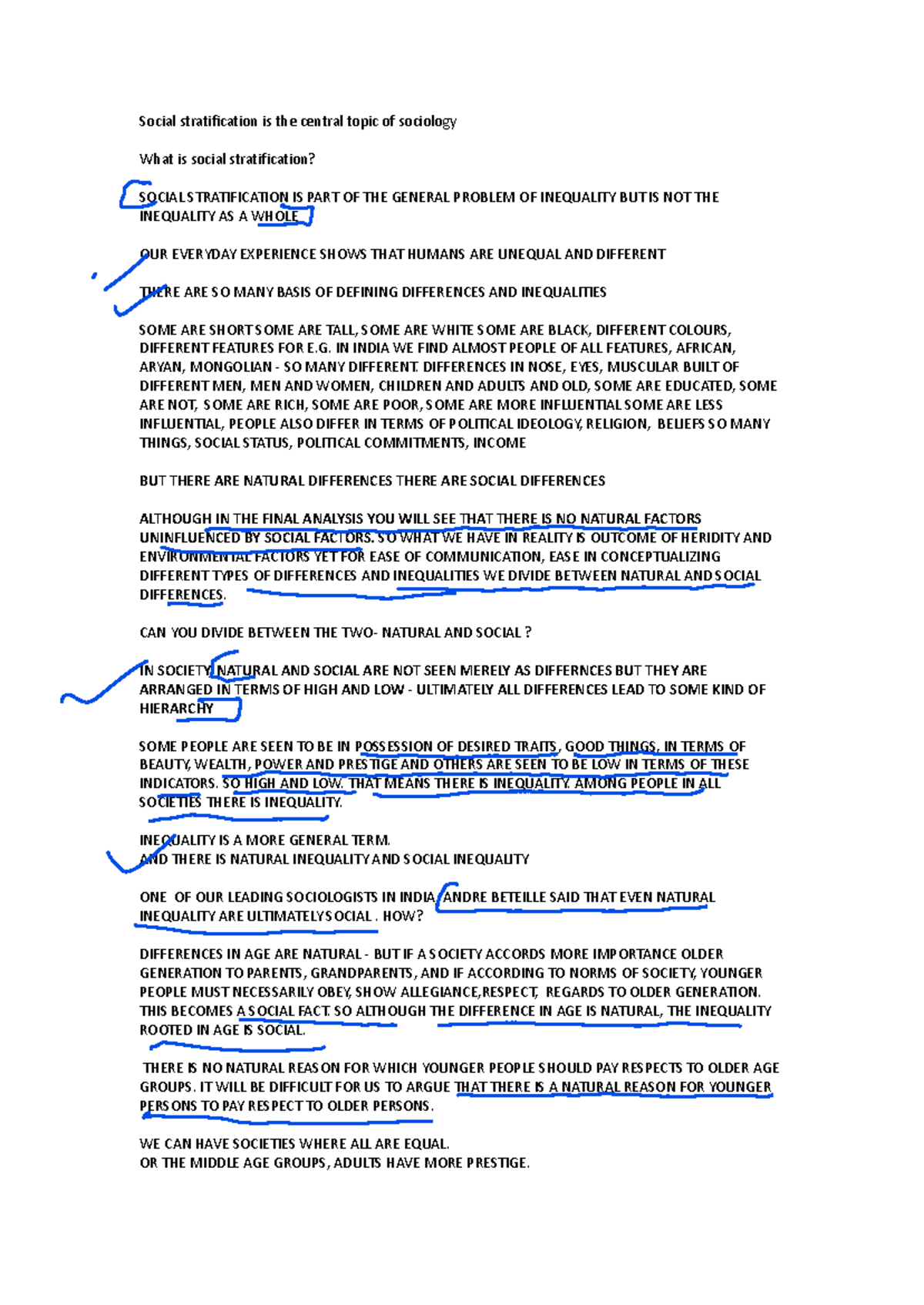 Running Notes 1 ON Social Stratification - Social stratification is the ...