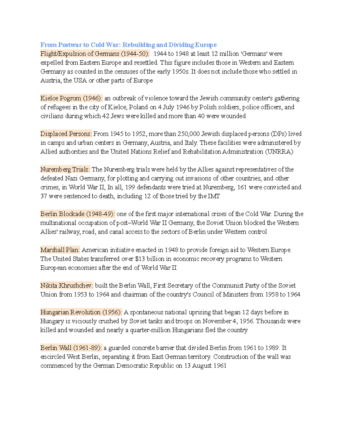 From Postwar to Cold War Rebuilding and Dividing Europe-2 - From ...