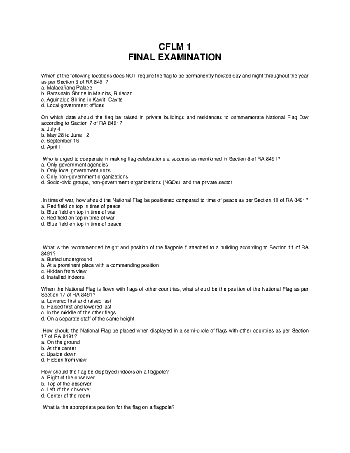 CFLM-1- Finals - This is a document in CLFM 1 - CFLM 1 FINAL ...
