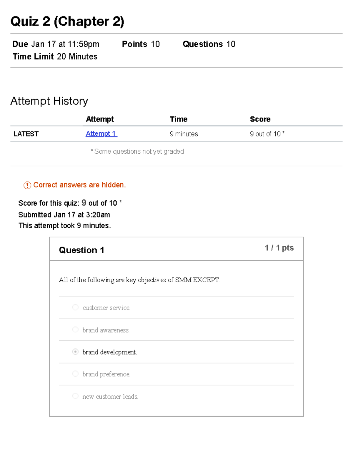 Quiz 2 (Chapter 2): MAR4233 U01 1211 - * Some questions not yet graded ...