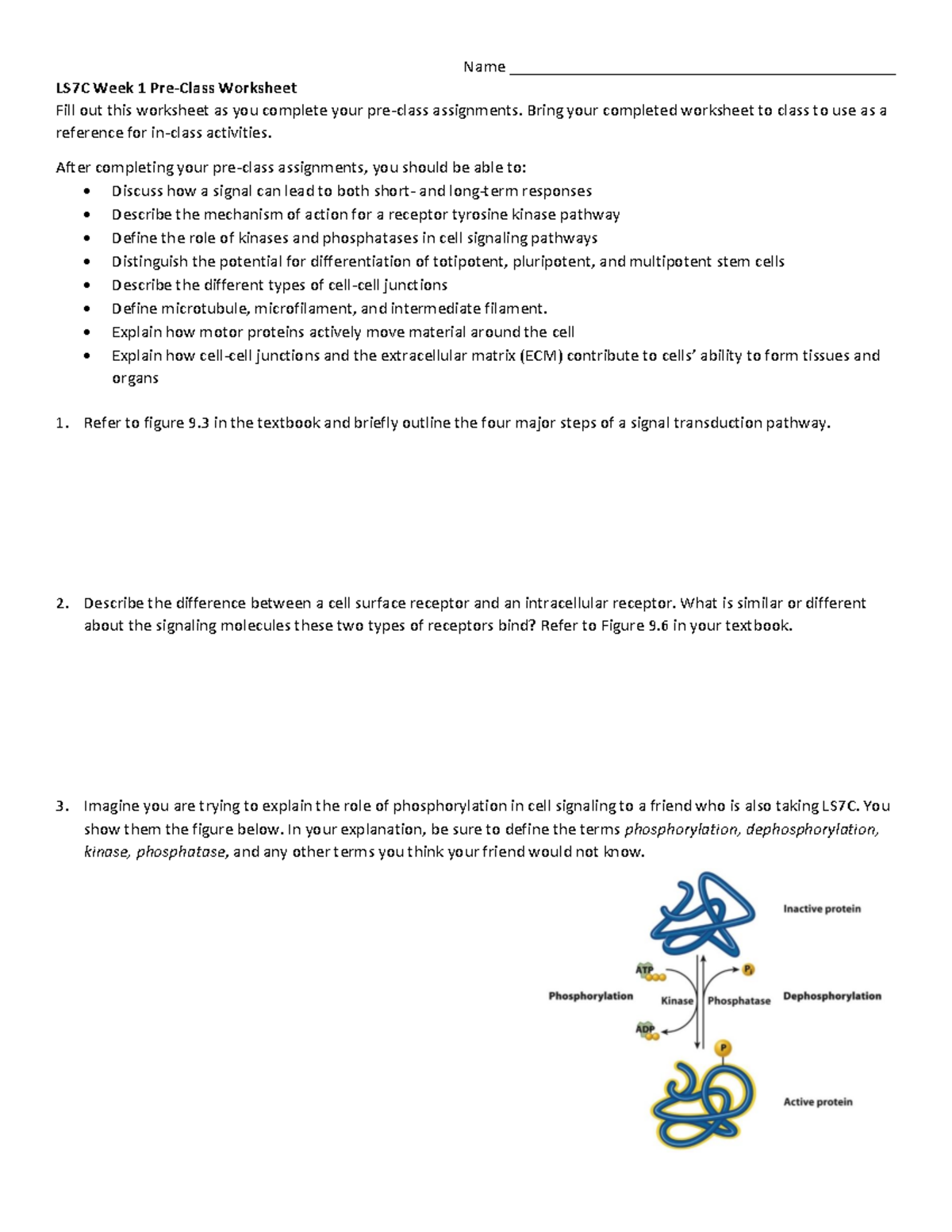LS7C Week 1 Pre-Class Worksheet - Name _____________________________________________ LS7C Week 1 ...
