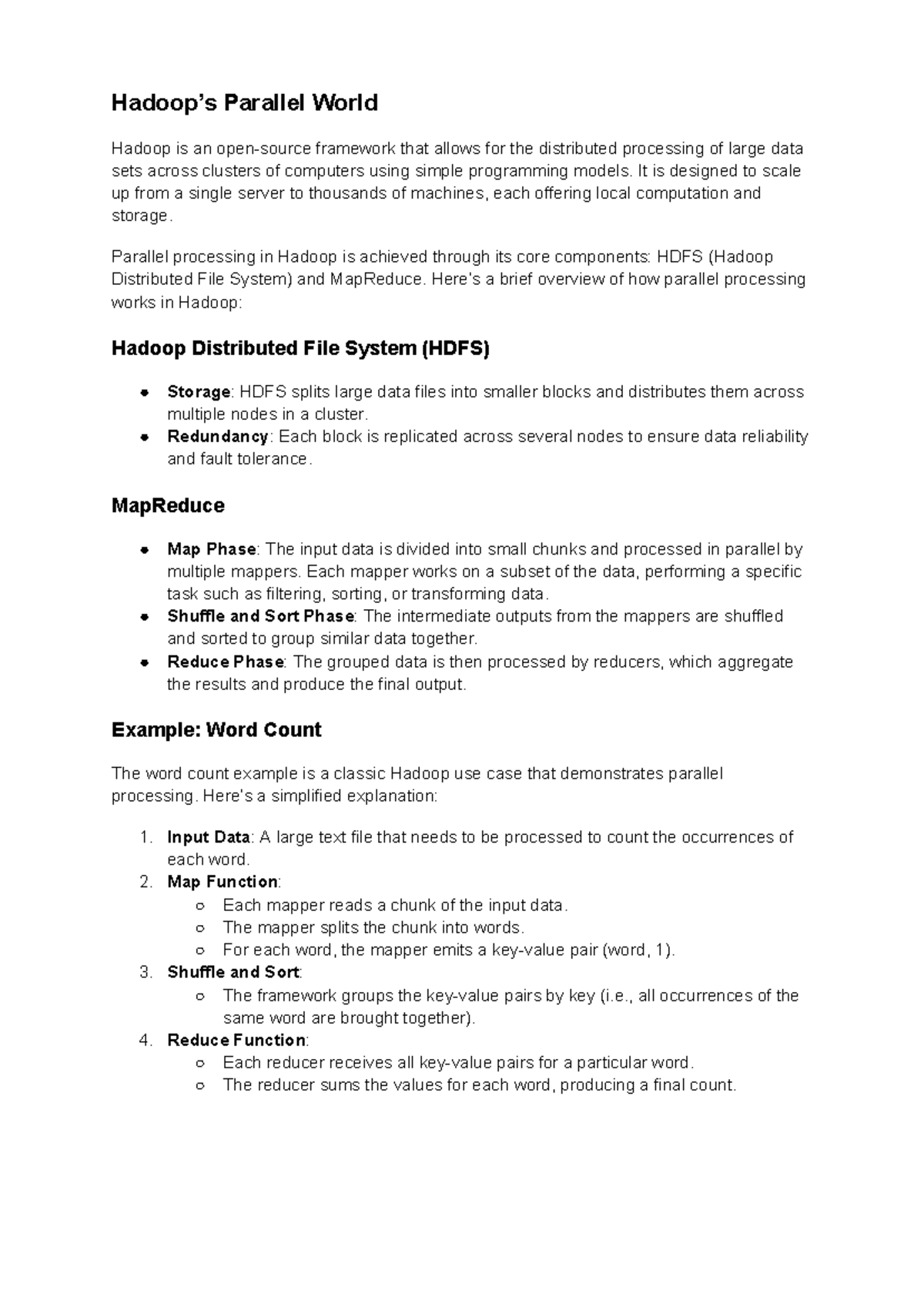 Module -2 Data Analytics - Hadoop’s Parallel World Hadoop is an open-source framework that ...
