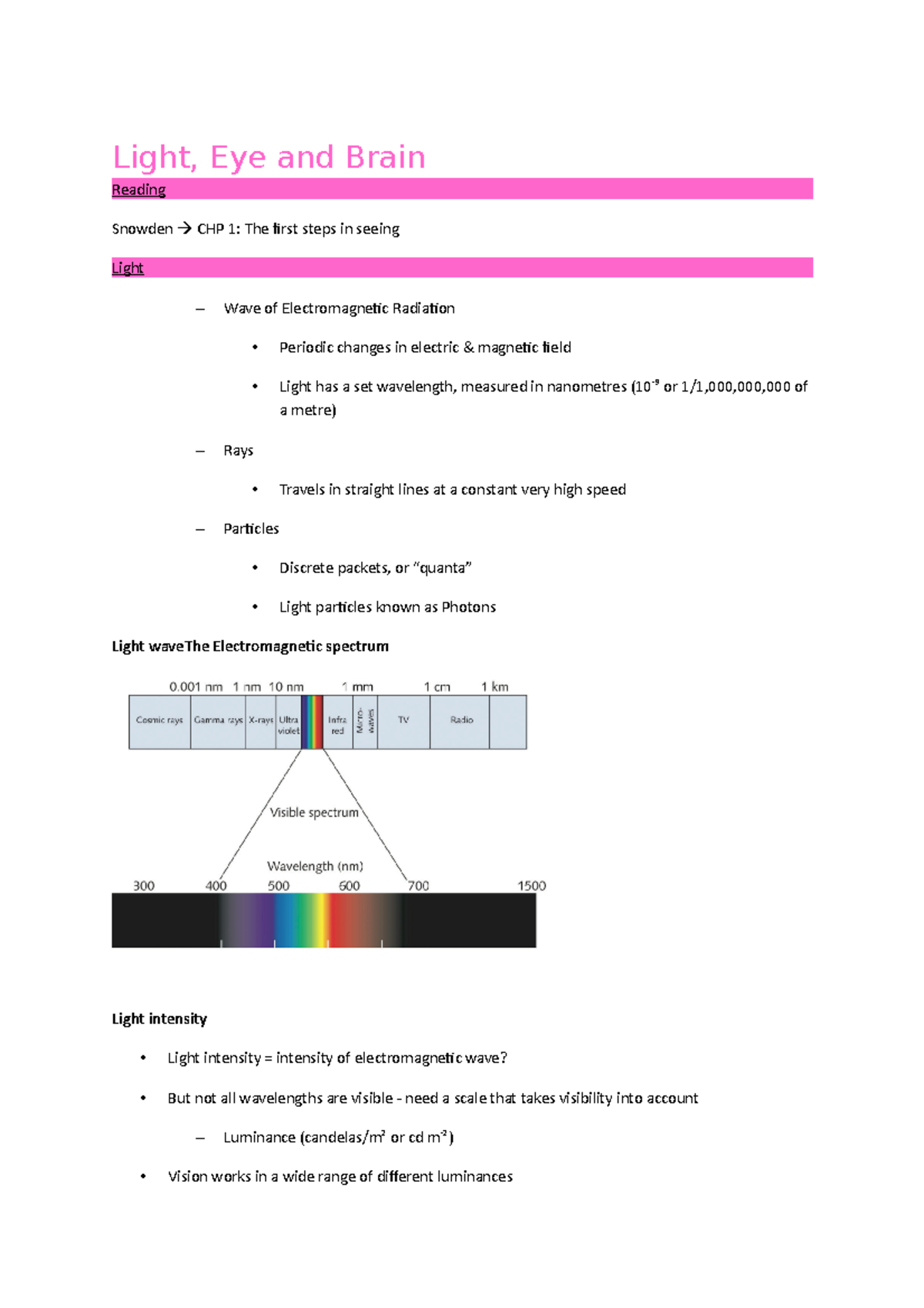 5. Light, Eye, Brain - 12345 - Light, Eye and Brain Reading Snowden CHP ...