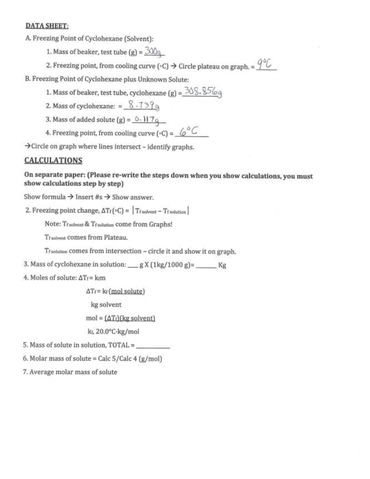 Experiment 1: Molar Mass of a Solid (Cyclohexane) - CHEM1112 - Studocu