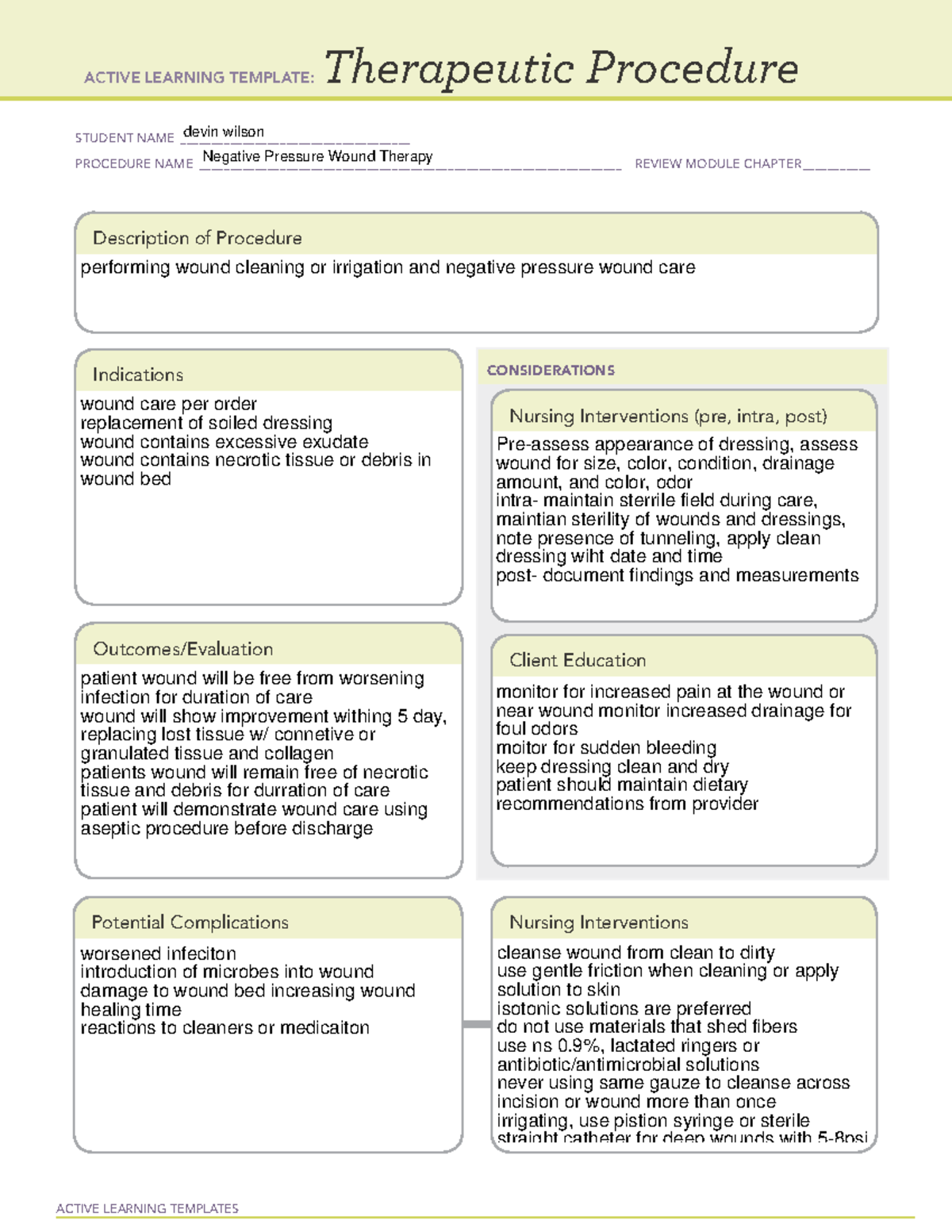 Therapeutic Procedure- negative pressure injury care - NRSG 1710 ...