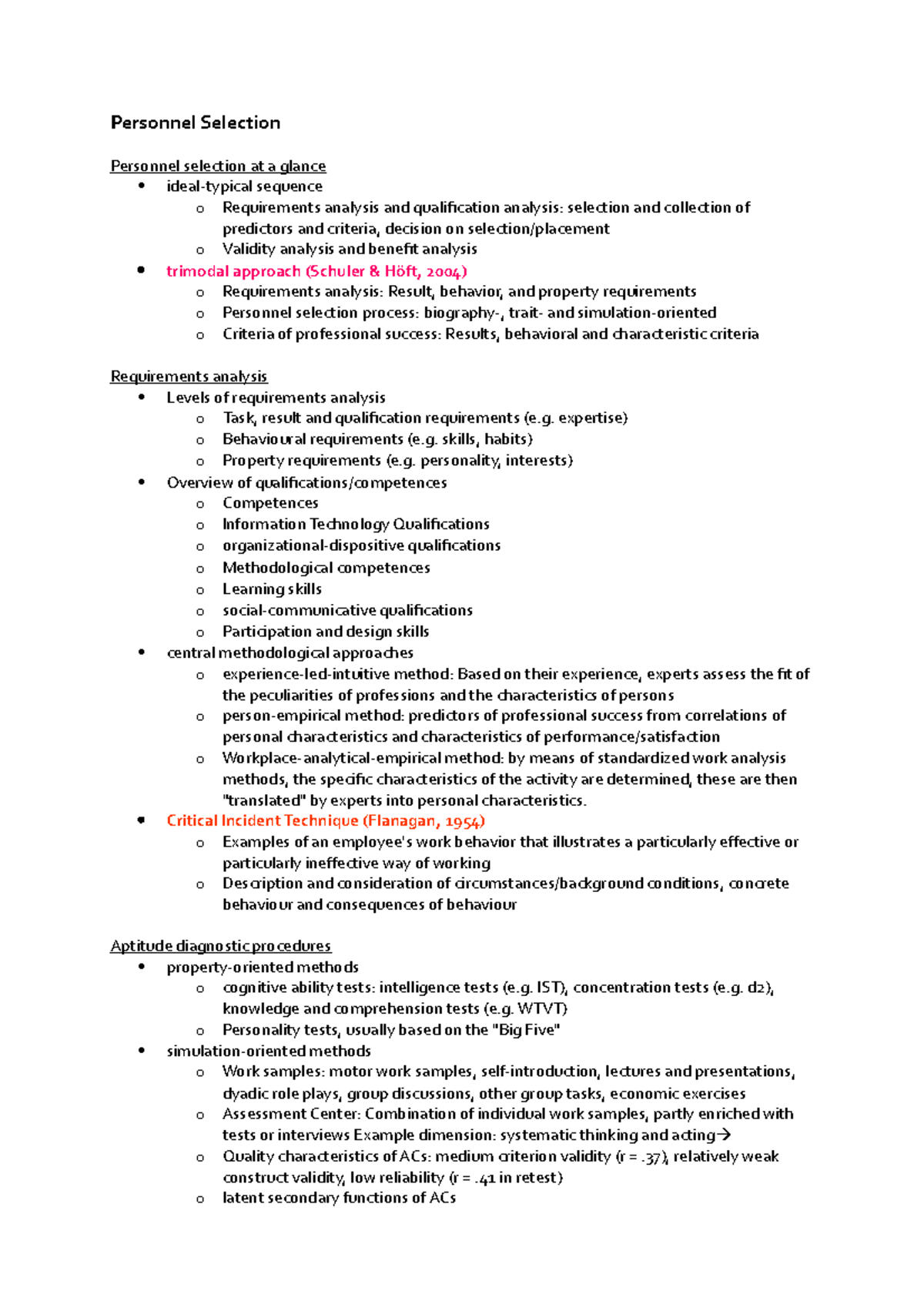Summary 9 - Personnel Selection - Personnel Selection Personnel ...