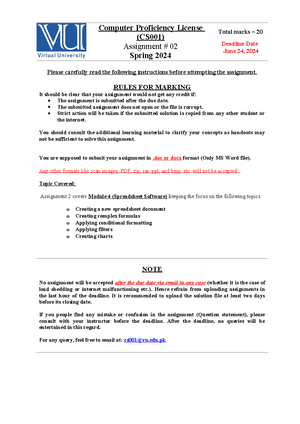 CS001 Final TERM Past Paper - vulmshelp/ Question No: 1 ( Marks: 1 ...