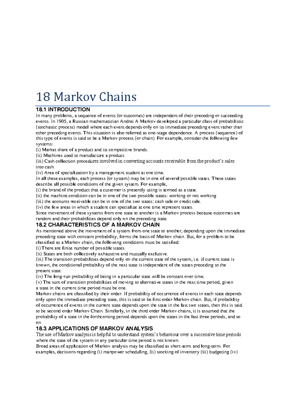 18 Markov Chains - Hey friends! This thread contains quality notes ...