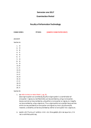 Tutorial 7 Solutions - FIT3031: Tutorial 7 Solutions FIT3031: Tutorial ...