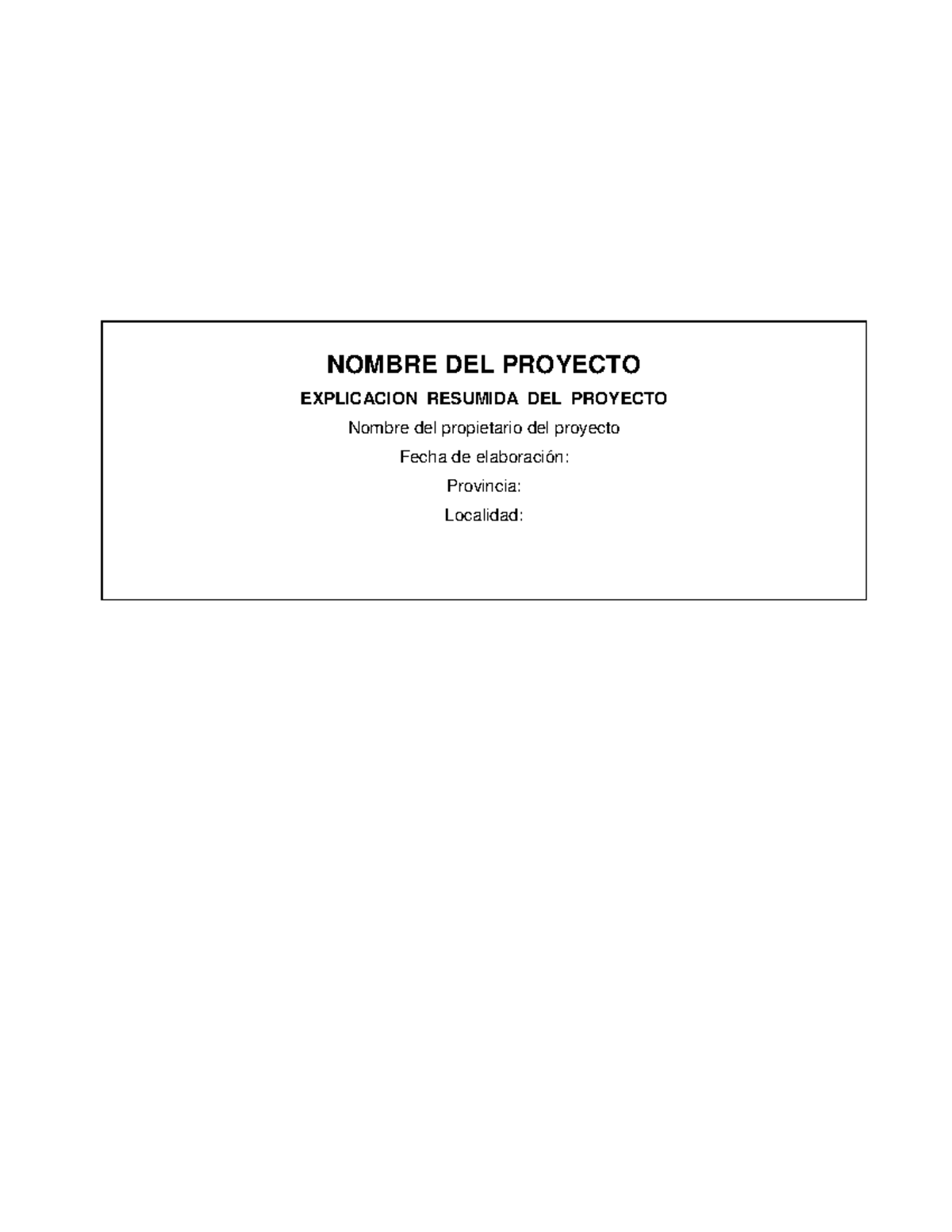 Modelo presentacion - Formulacón y Evaluación de proyectos - NOMBRE DEL PROYECTO EXPLICACION ...