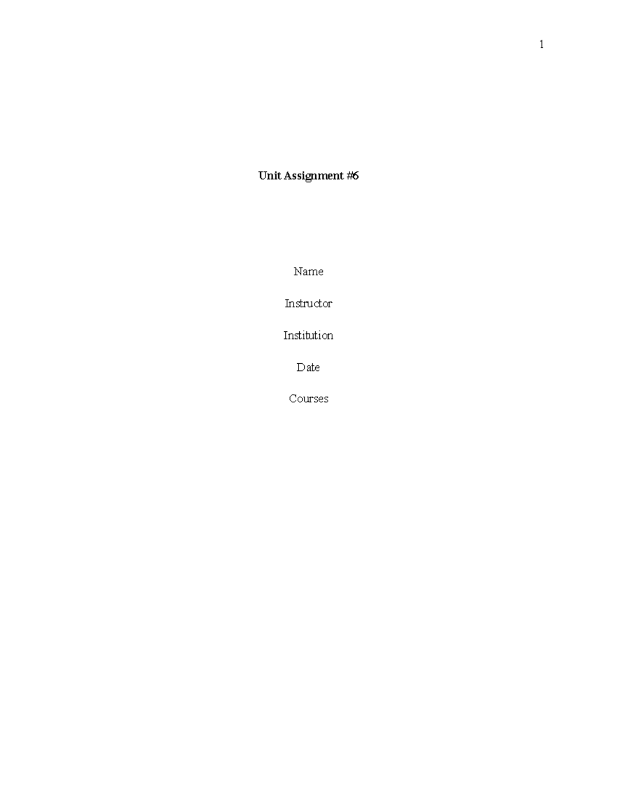 DOC2 - lecturer note - Unit Assignment # Name Instructor Institution ...