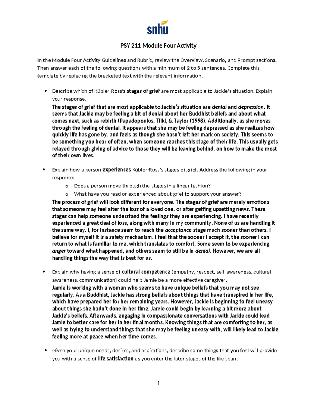 4. PSY 211 Module Four Activity - PSY 211 Module Four Activity In the ...