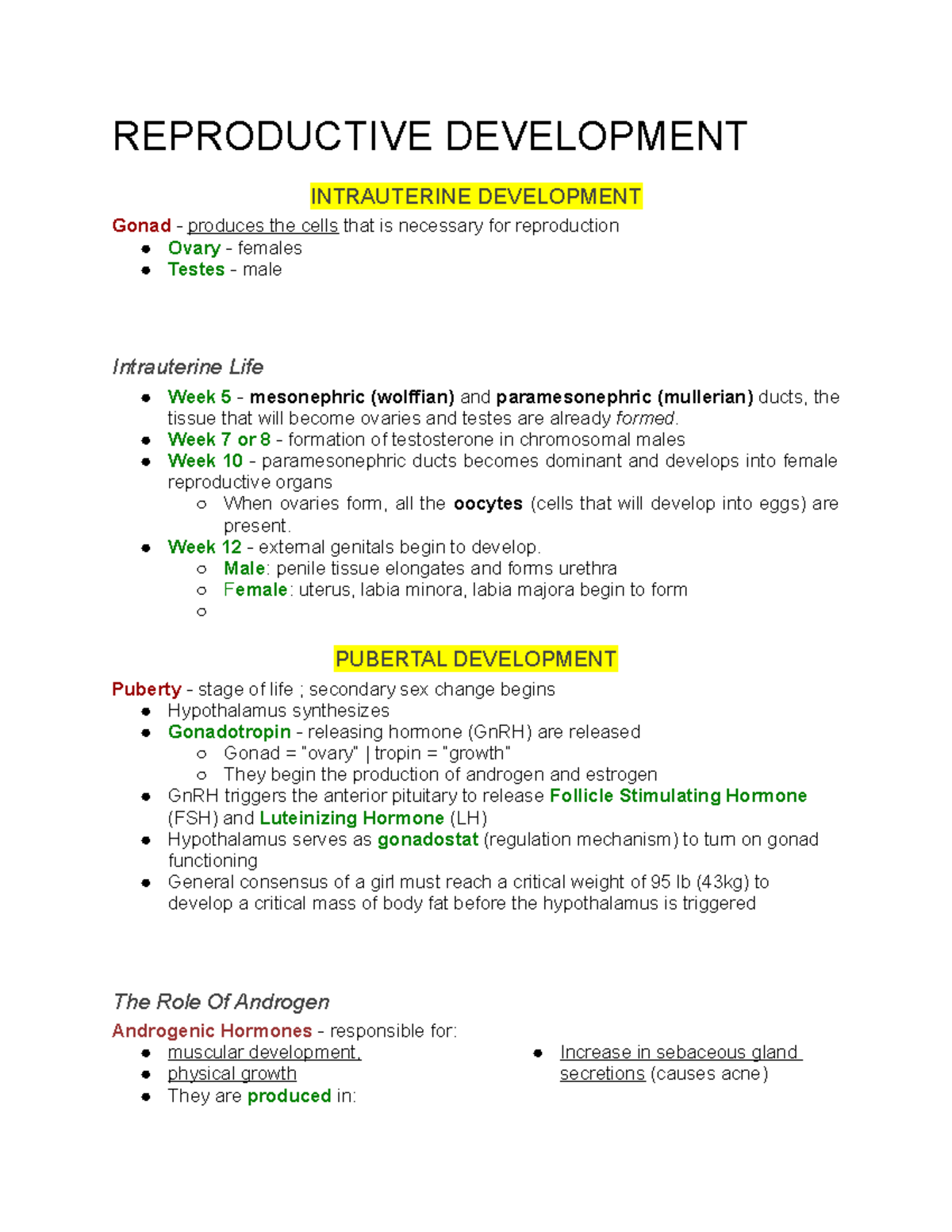 Reproductive Development-1 - REPRODUCTIVE DEVELOPMENT INTRAUTERINE ...