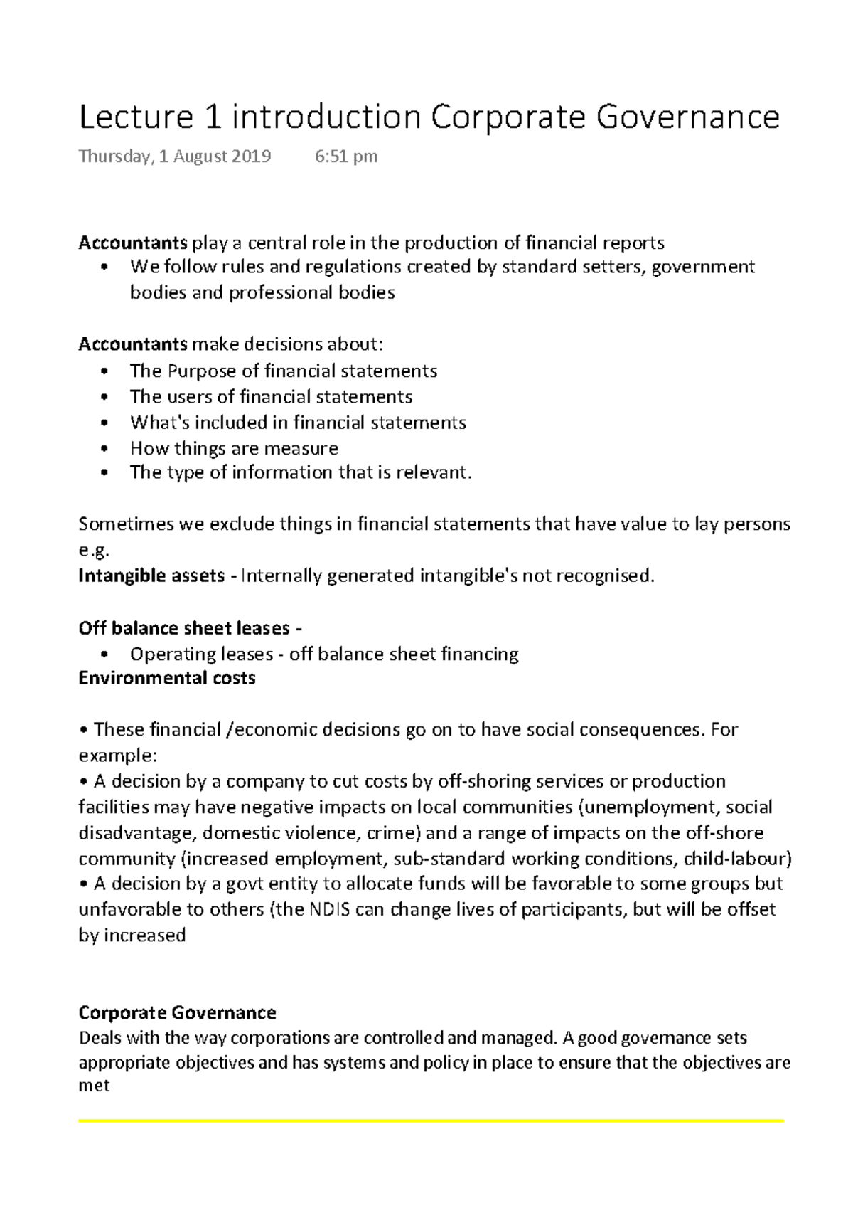 Lecture 1 introduction Corporate Governance - Warning: TT: undefined ...
