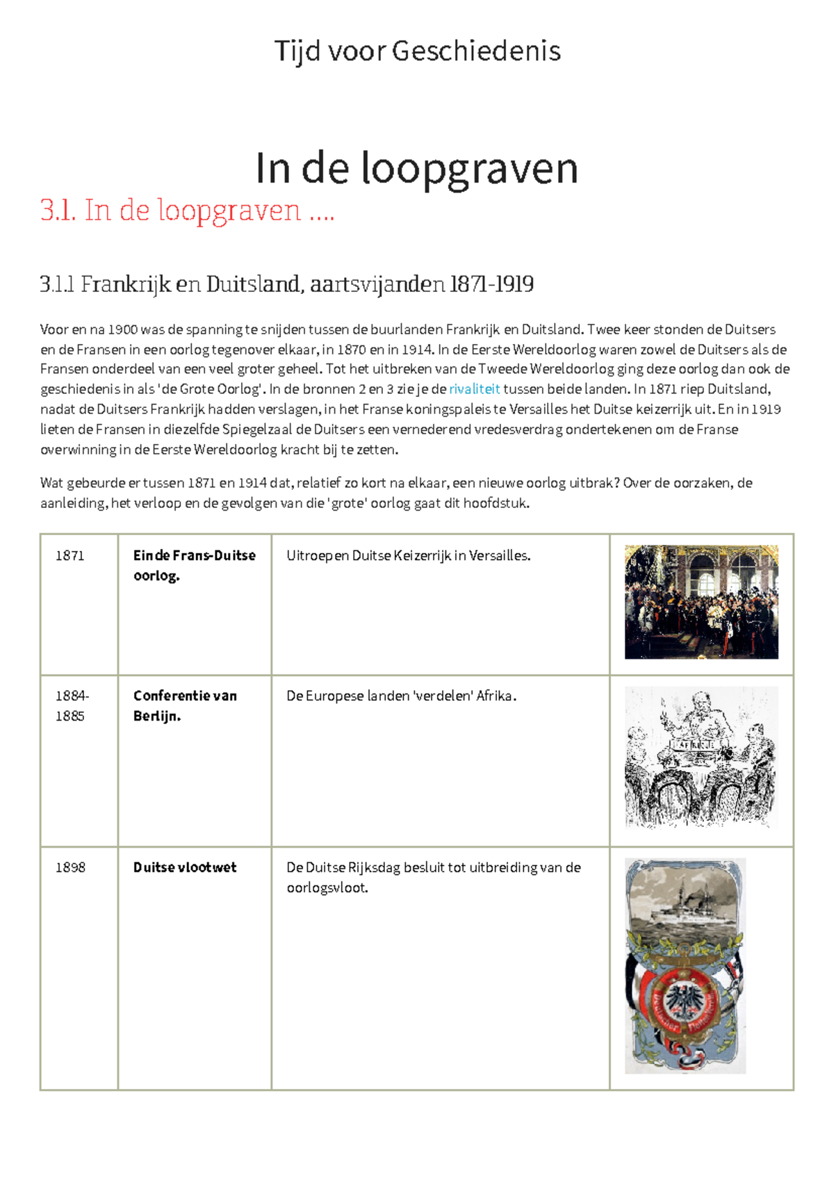 Tijd voor Geschiedenis In de loopgraven - In de loopgraven .... 3.1 3.1 ...