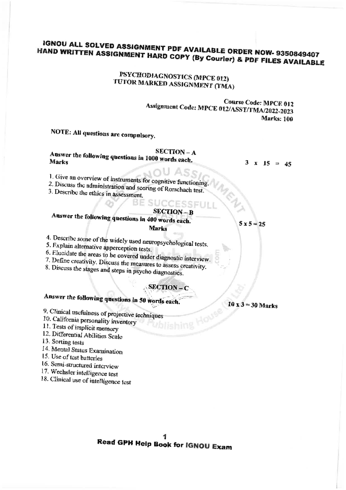 MPCE 12 EM 2022 23 - Assignments Answers - IGNOU ALL SOLVED ASSIGNMENT PDF AVAILABLE ORDER - Studocu