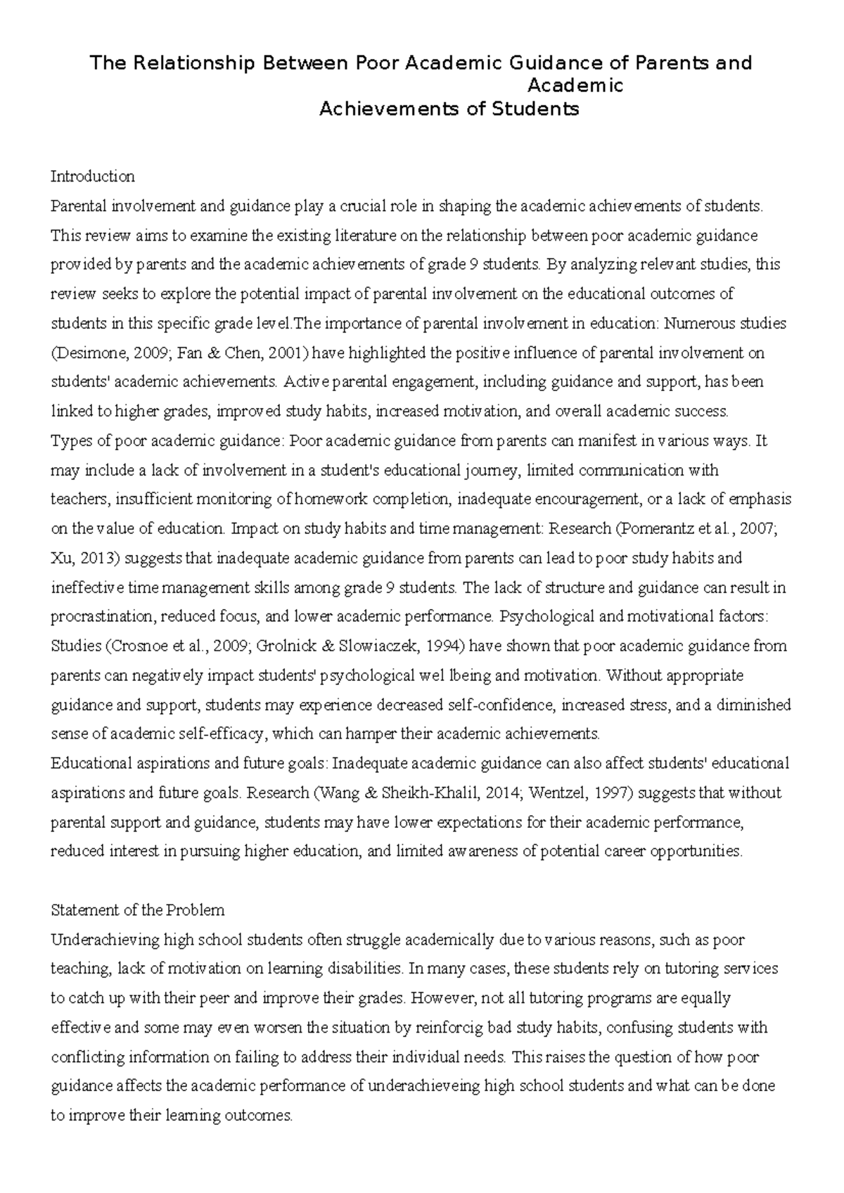 PR- Group 2 - The Relationship Between Poor Academic Guidance of ...