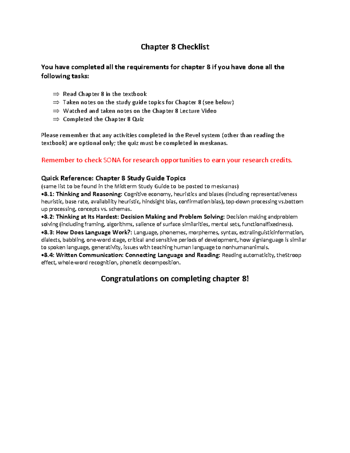 Chapter 8 Checklist - Chapter 8 Checklist You have completed all the ...