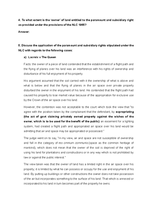 LAND LAW Tutorial - Tuto - LAND LAW TUTORIAL SECTION 206(1)(a) Section 207 F14(a) registration ...