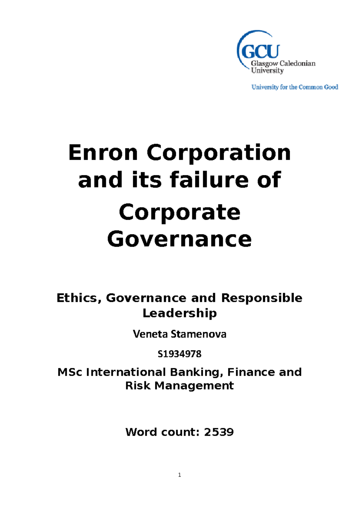 Enron and its failure of Corporate Governance Report - Enron ...