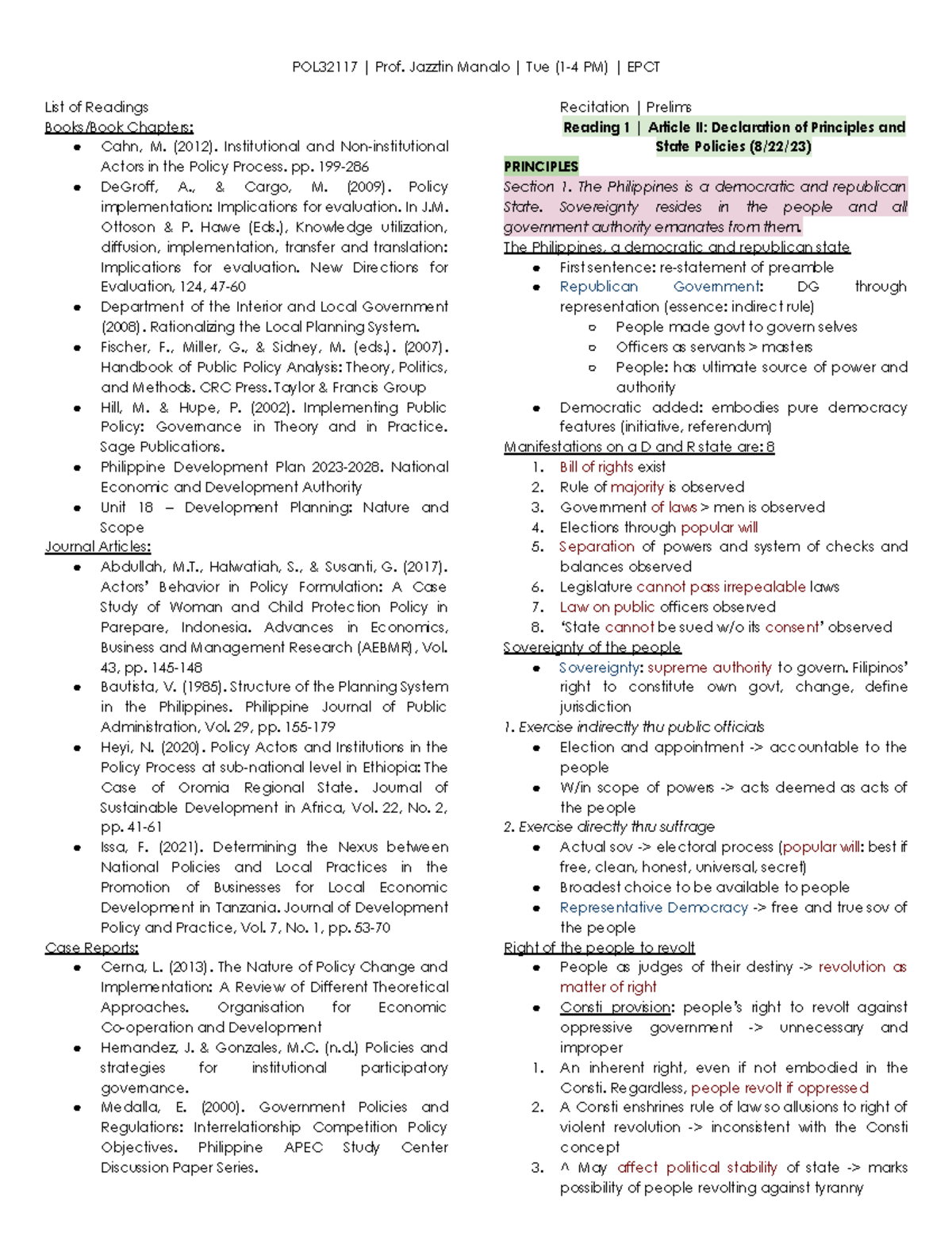 POL32117 Public Policy Analysis and Planning - List of Readings Books ...