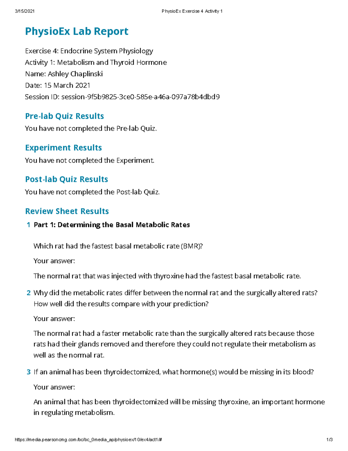 Ashley Physio Ex Exercise 4 Activity 1 - 3/15/2021 PhysioEx Exercise 4 ...